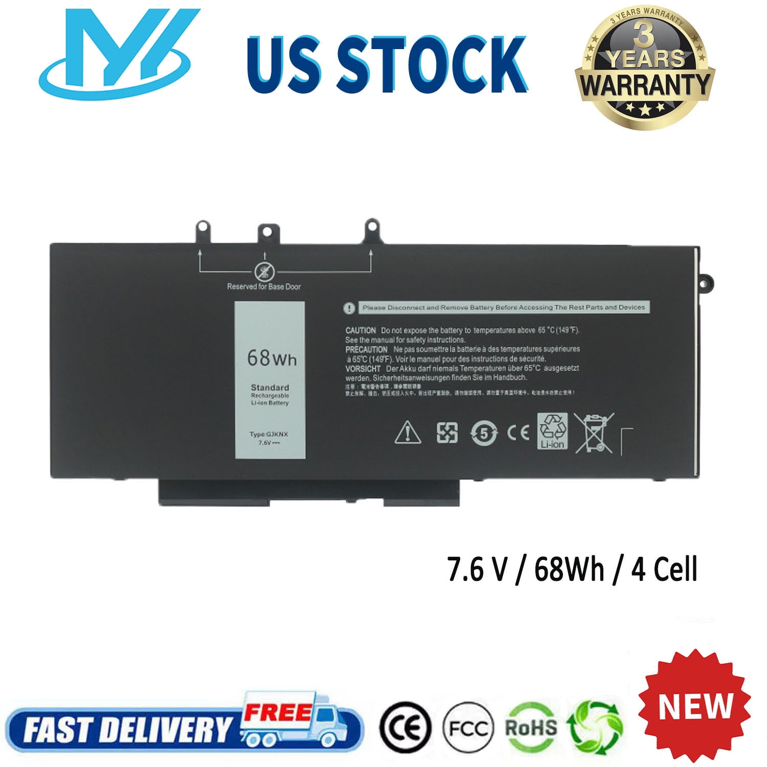 GJKNX Laptop Battery For Dell Latitude 5480 5580 5280 5490 5491 5580 ...