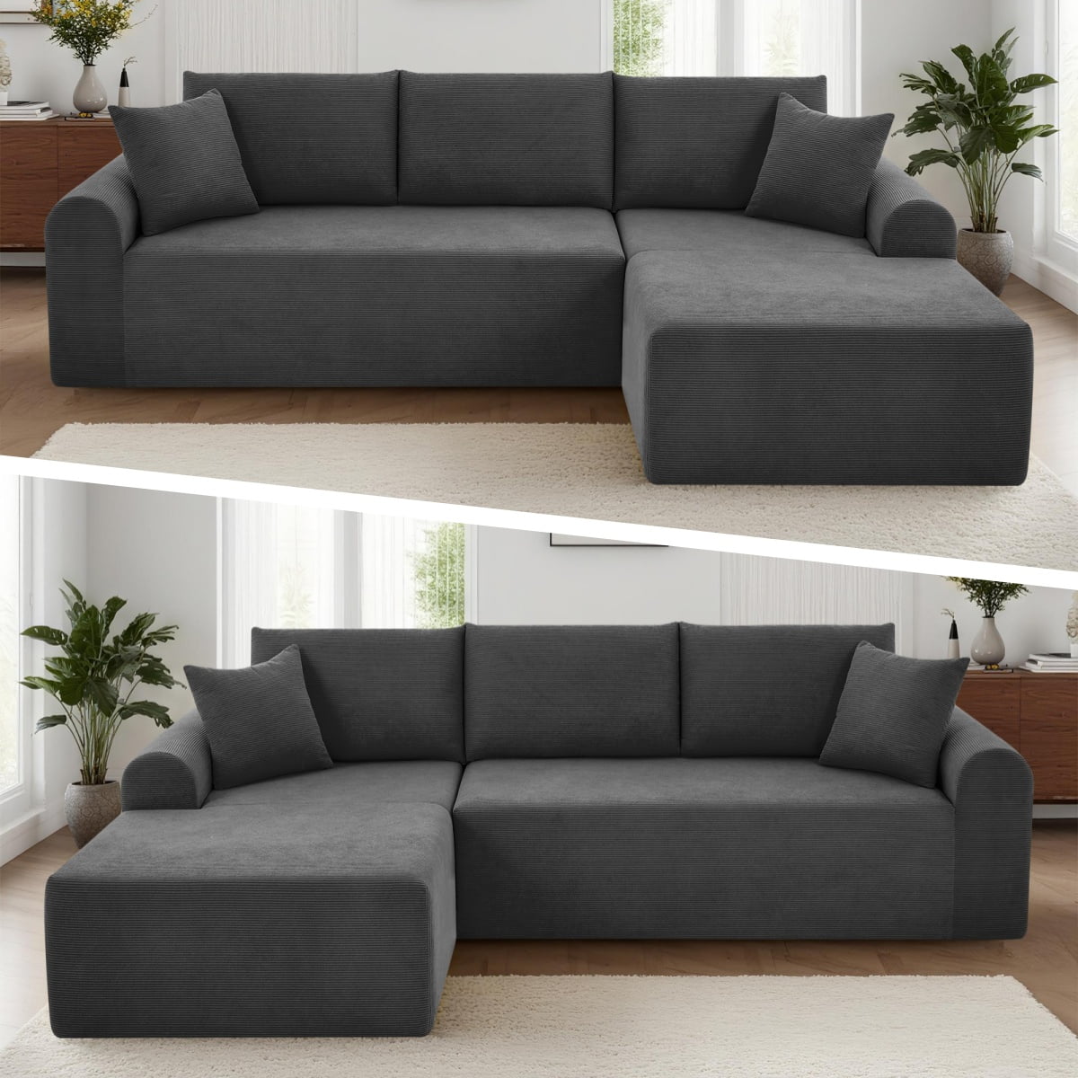 GJQ 103" Boneless Couches, Modular Sectional Sofa with Oversized Chaise ...