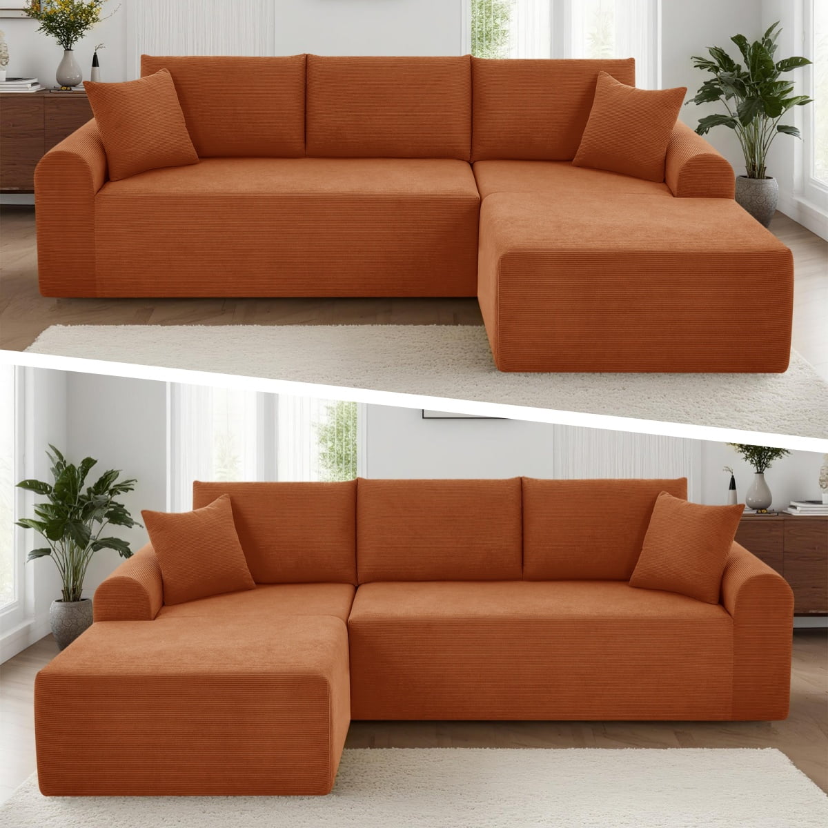 GJQ 103" Boneless Couches, Modular Sectional Sofa with Oversized Chaise ...