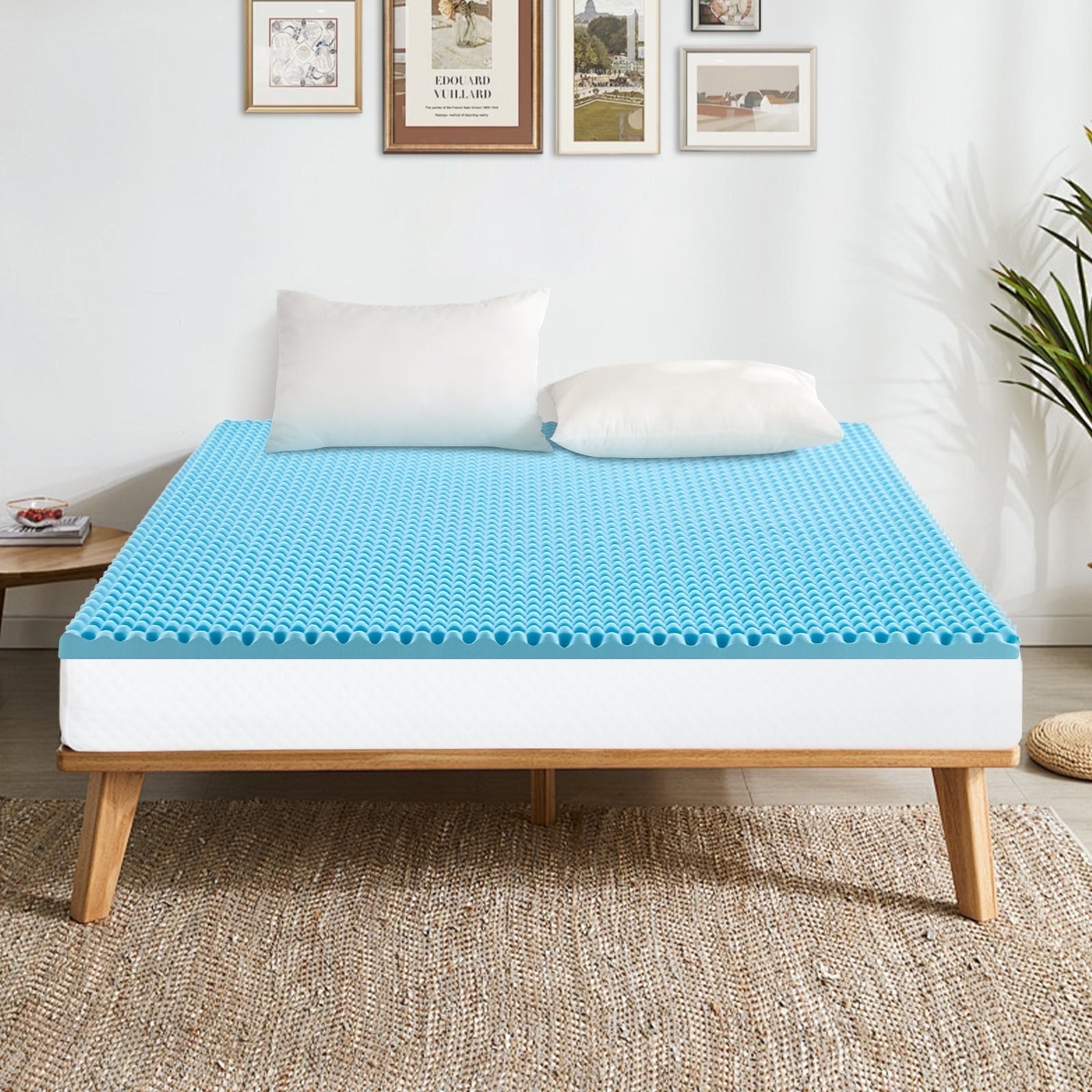 GJQ 2" Gel Memory Foam Mattress Topper,Queen Size ,Cooling and Pressure ...