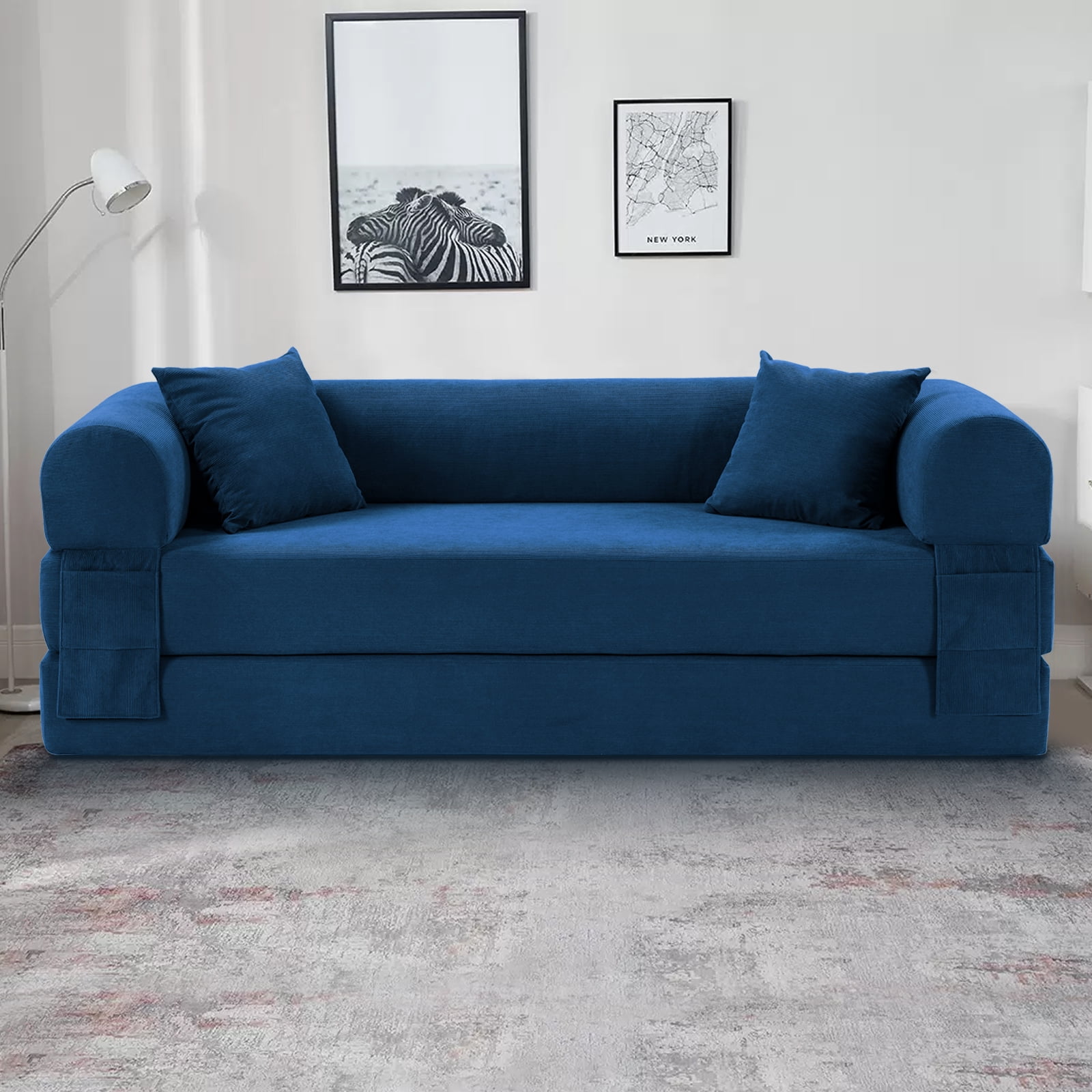 GJQ Convertible Couch Bed Folding Loveseat Sleeper Sofa 3-Seater with 2 ...