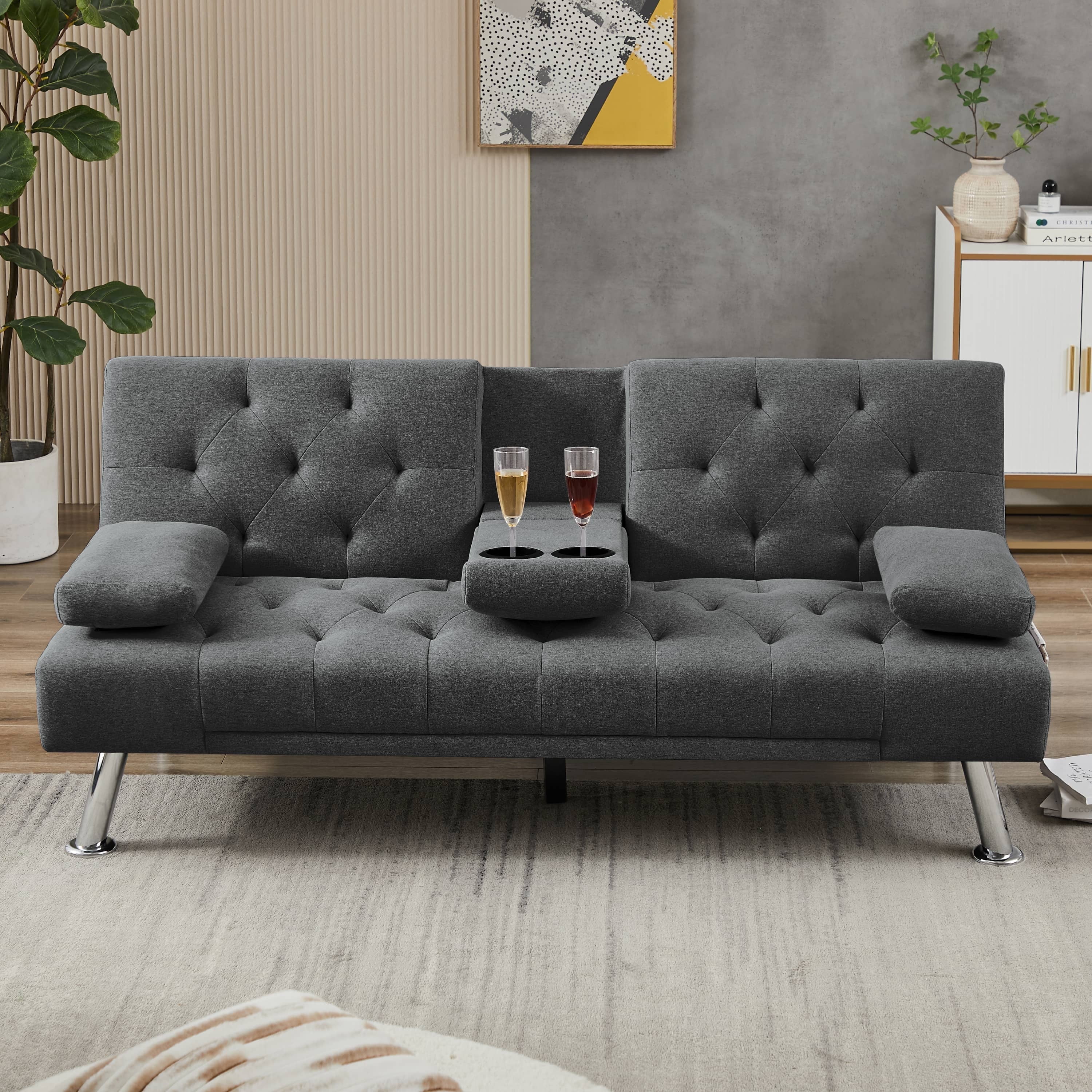 Customer reviews for GJQ Convertible Futon Sofa Bed with Durable Steel ...