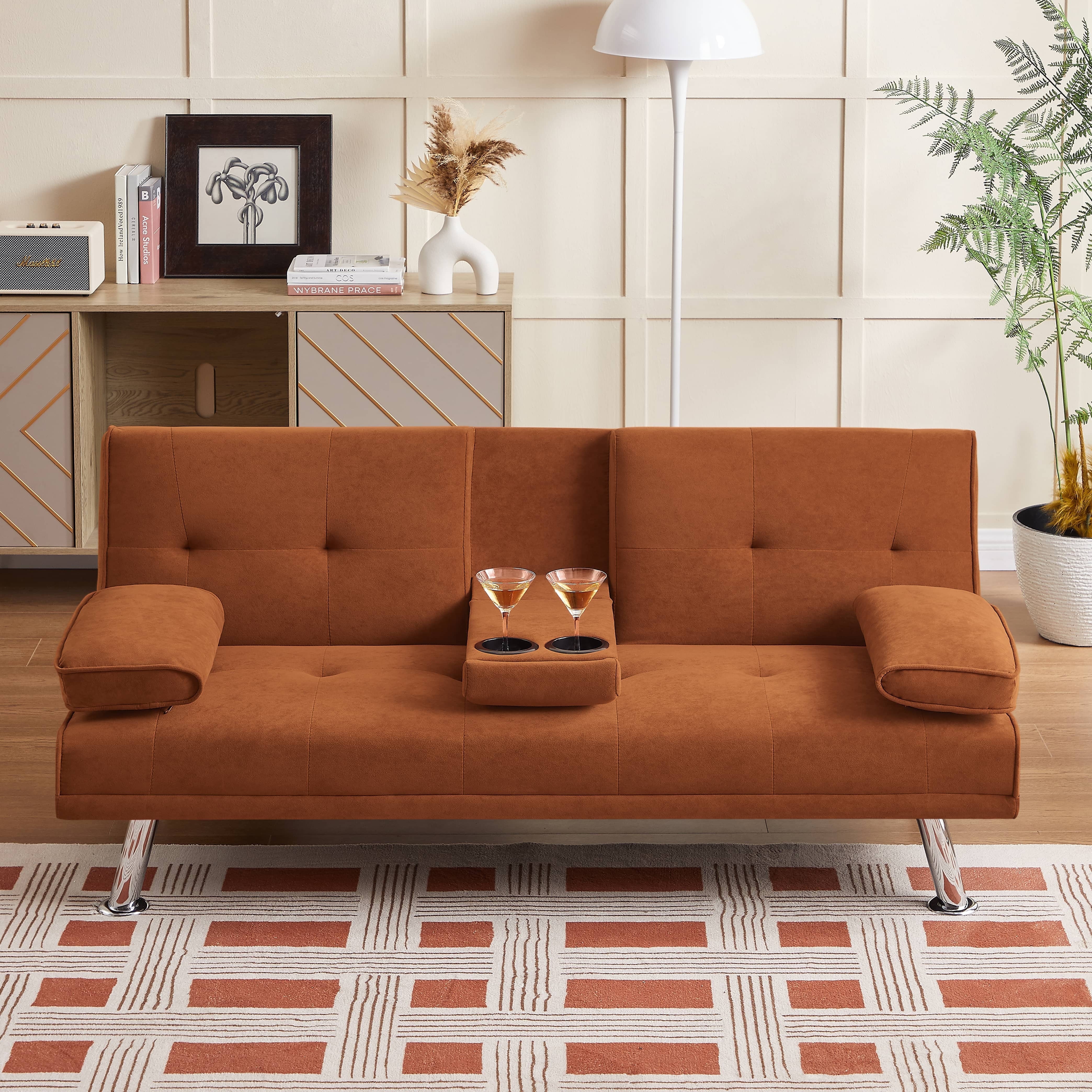 GJQ Convertible Futon Sofa Bed for Living Room with Durable Steel Legs ...