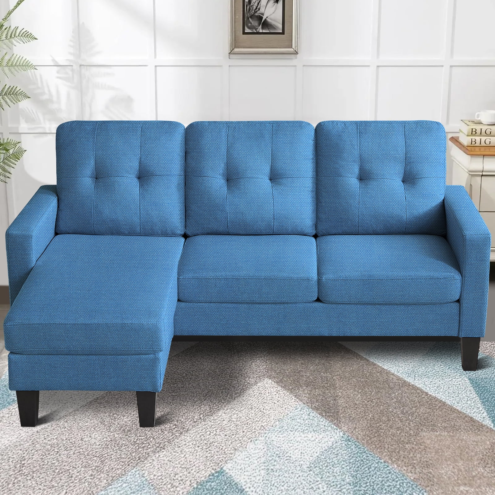 GJQ L Shaped Couch,Linen,Convertible Sectional Sofa for Small Space ...