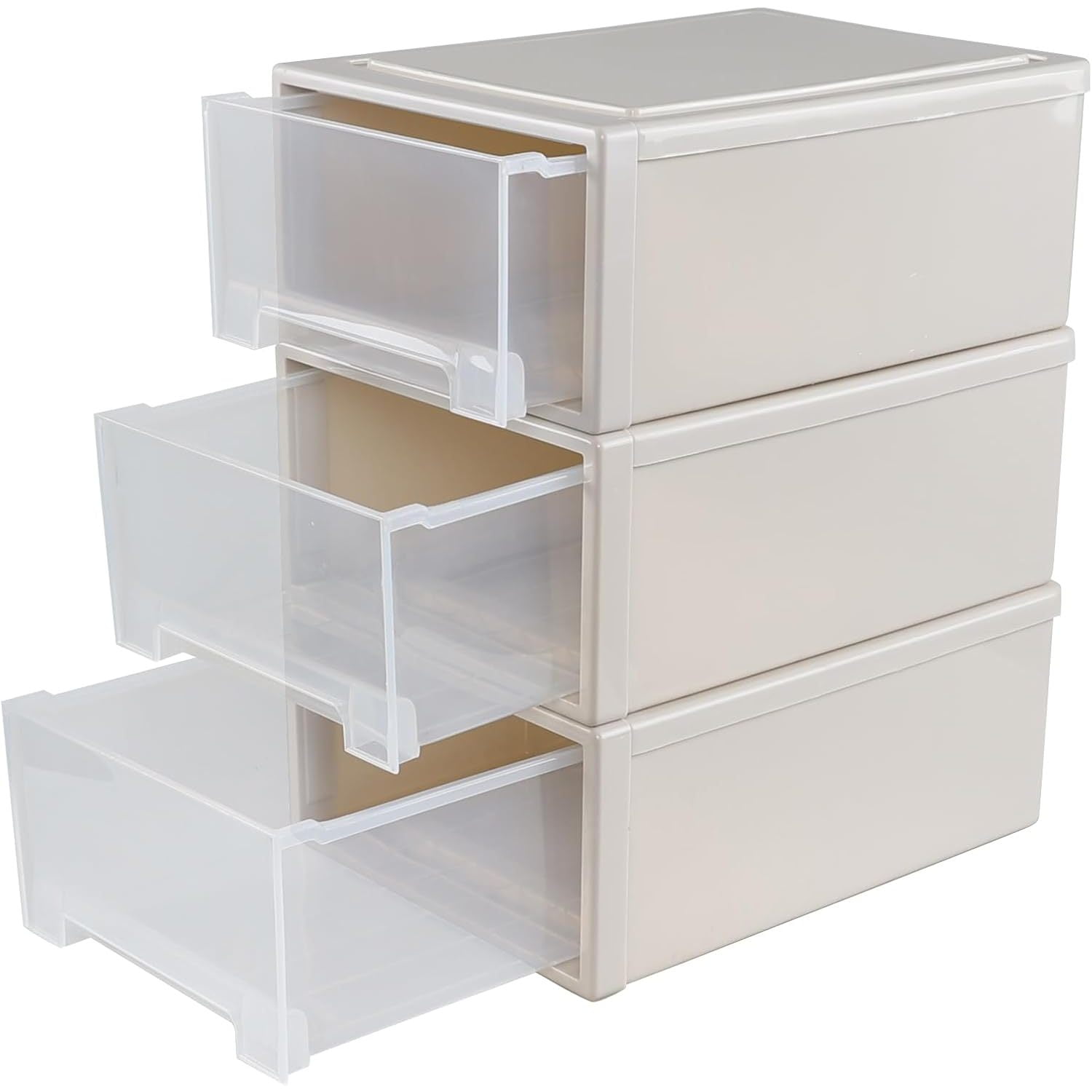 GJSP 18 L Plastic Storage Drawer Unit, Stacking Desktop Drawer Boxes, 3 ...