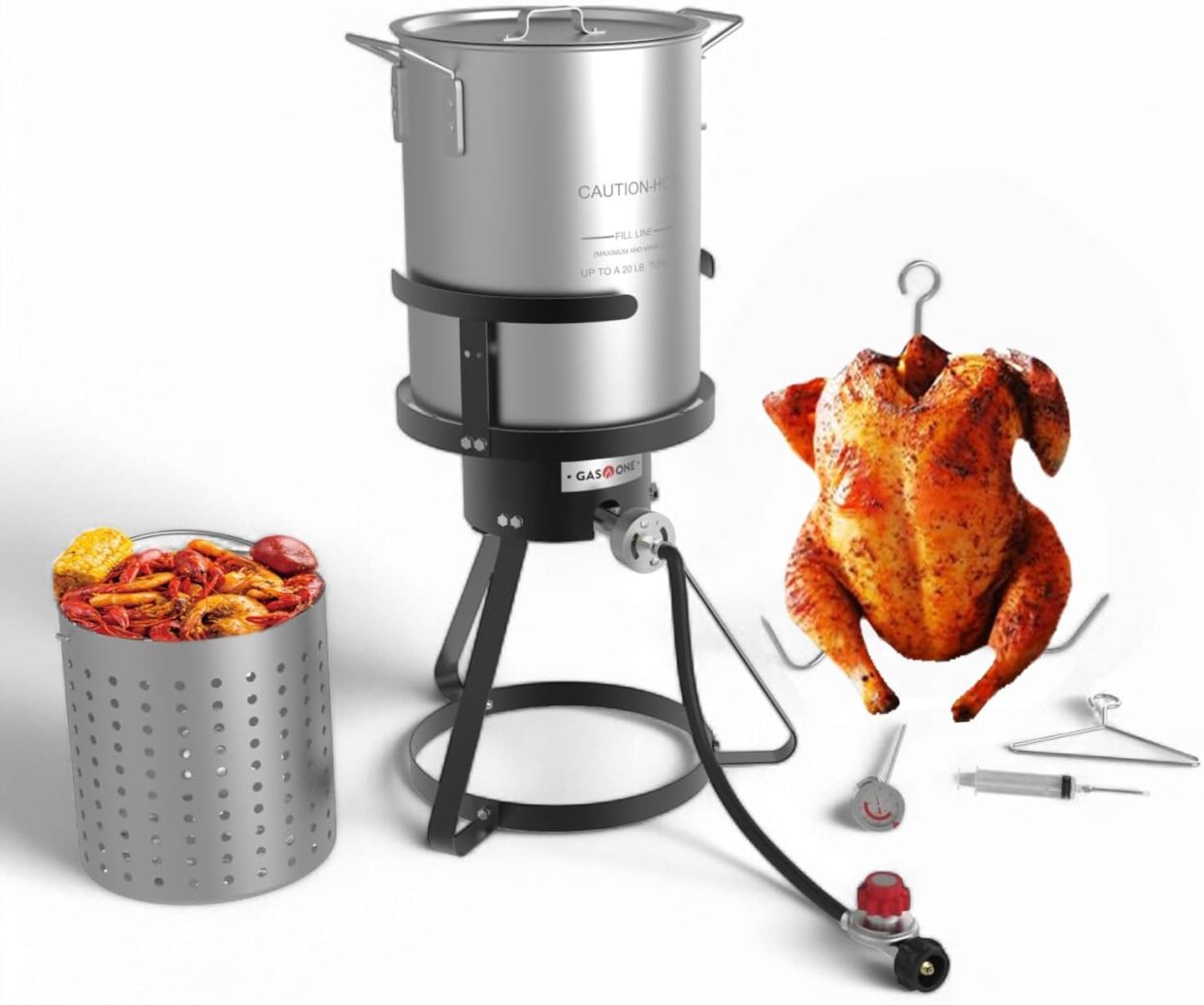 GJSP 30QT Seafood Boil and Turkey Fryer Set with Propane Gas Burner ...