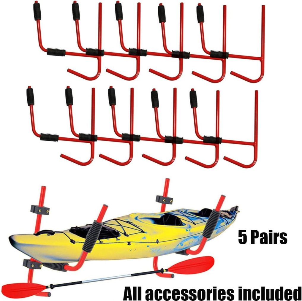 GJSP 5 Pairs Kayak Ladder Wall Mount Storage Rack Bike Surfboard Canoe ...