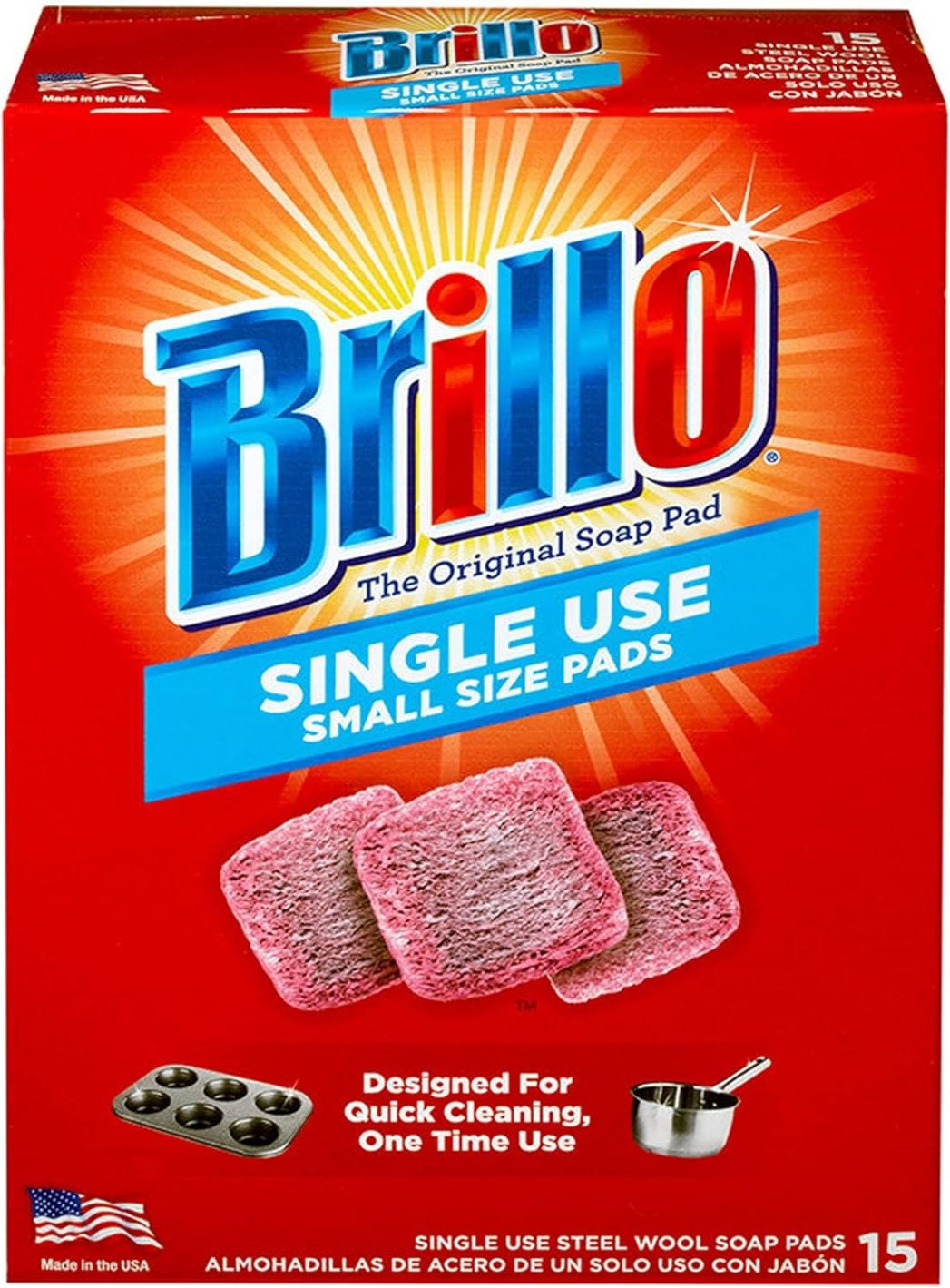 GJSP Single Use Steel Wool Soap Pads, Smaller Size Original Red Scent ...