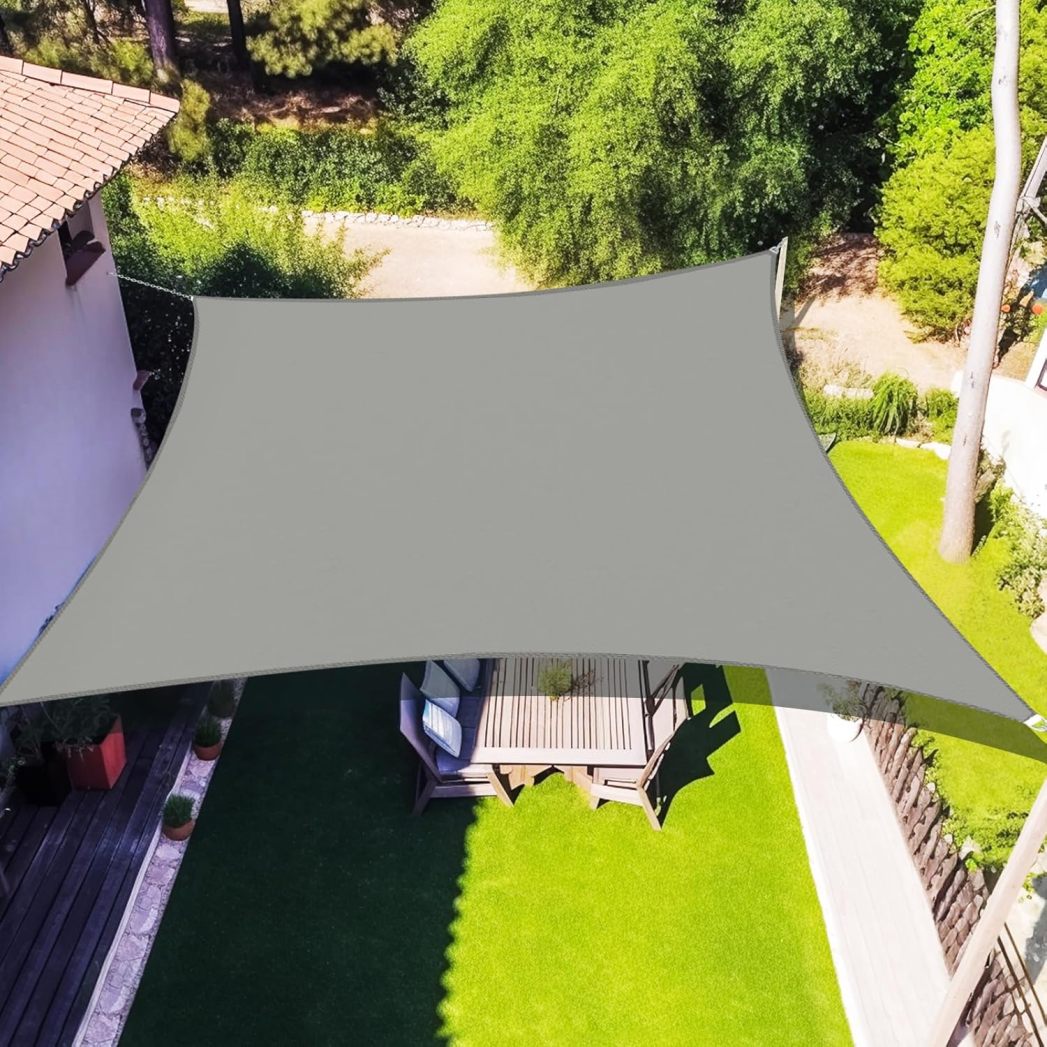 GJSP Waterproof Sun Shade Sail 12'x12' Light Grey Shade Canopy Curved ...