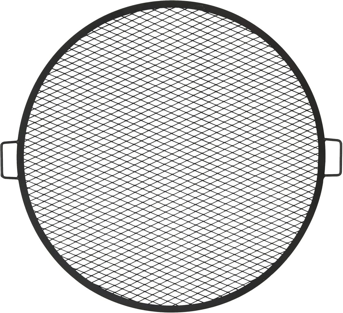 GJSP X-Marks Fire Pit Cooking Grate - Outdoor Round Black Steel BBQ ...