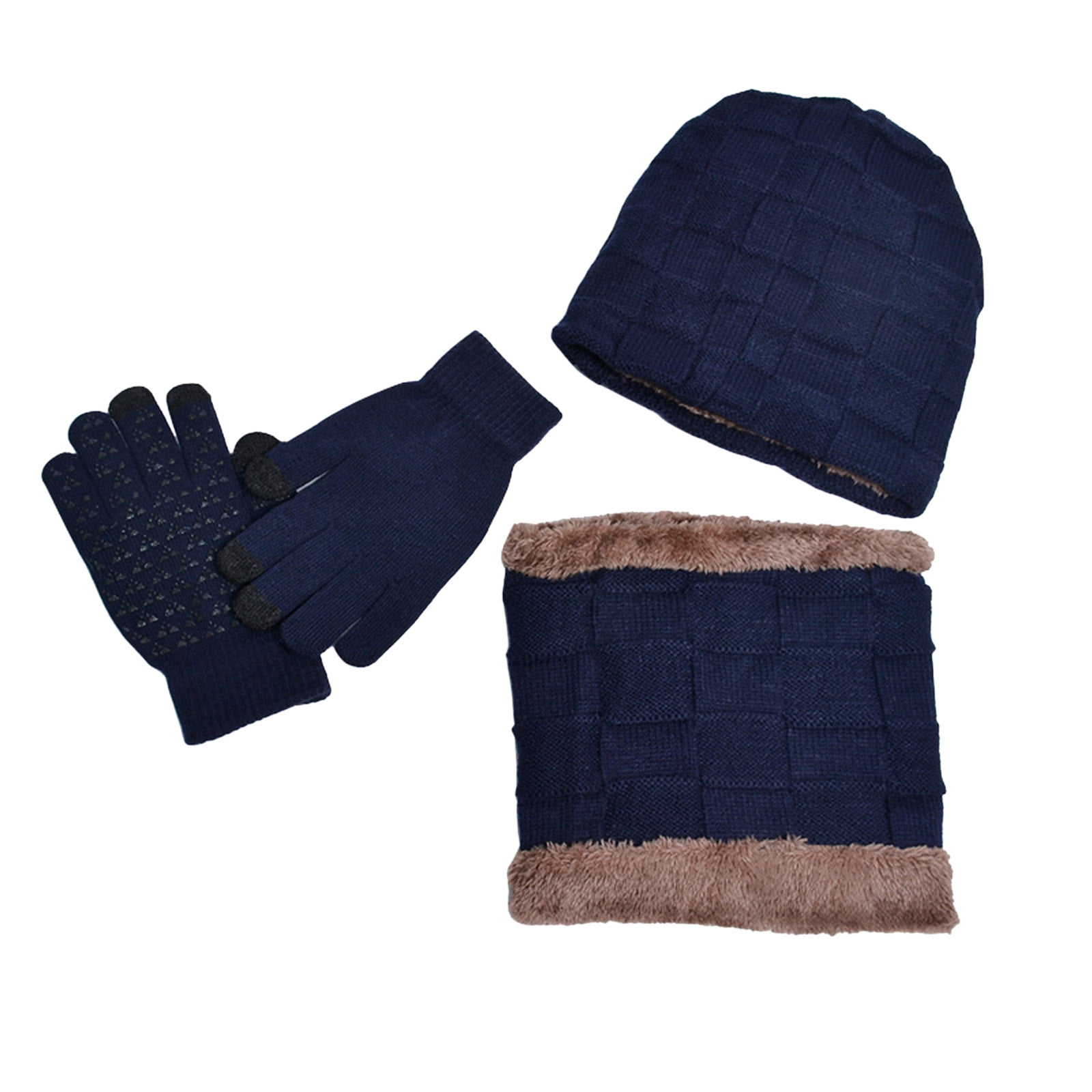 GJSYRH 3Pcs Winter Knit Set for Kids with Lined Cap Scarf and Gloves ...