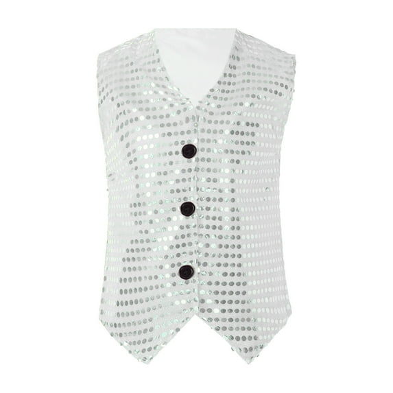 GJSYRH Boys Girls Sequin Waistcoat Sleeveless Hip-hop Jazz Dance Stage ...