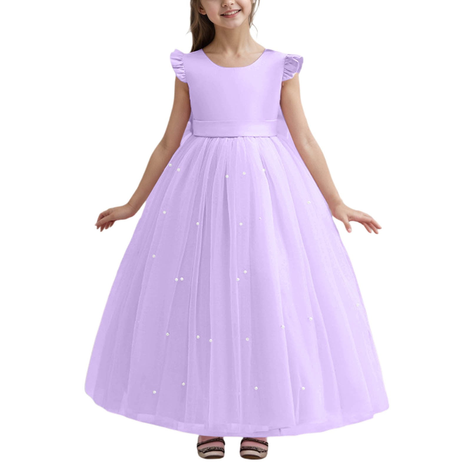GJSYRH Flower Girl Dress Wedding Guest Ruffle Tulle Satin Party ...