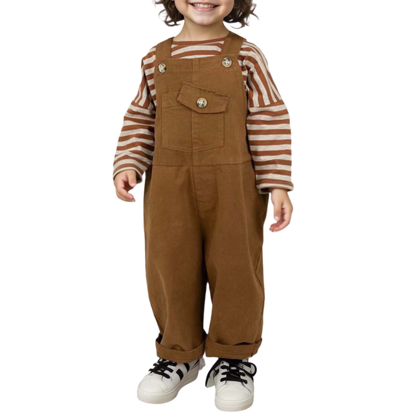 GJSYRH Girls Boys Denim Overalls Jean Bib Overall with Adjustable ...