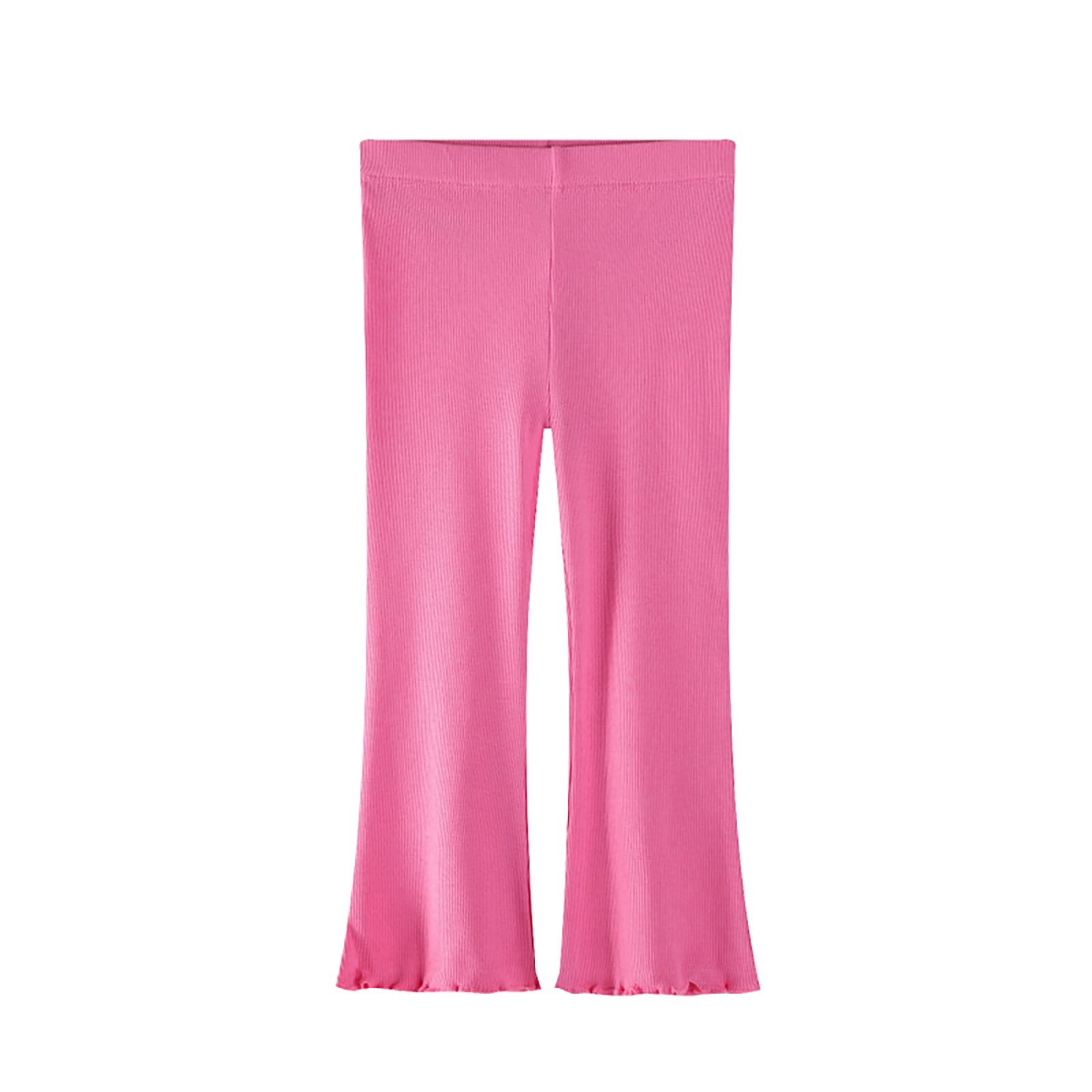 GJSYRH Girls Ribbed Flared Pants Cotton Ruffle Leggings Bell Bottoms ...