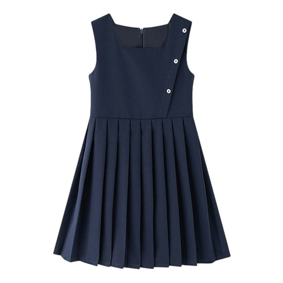 GJSYRH Girls School Uniform Jumper Dress Solid Soft Sleeveless Crew ...