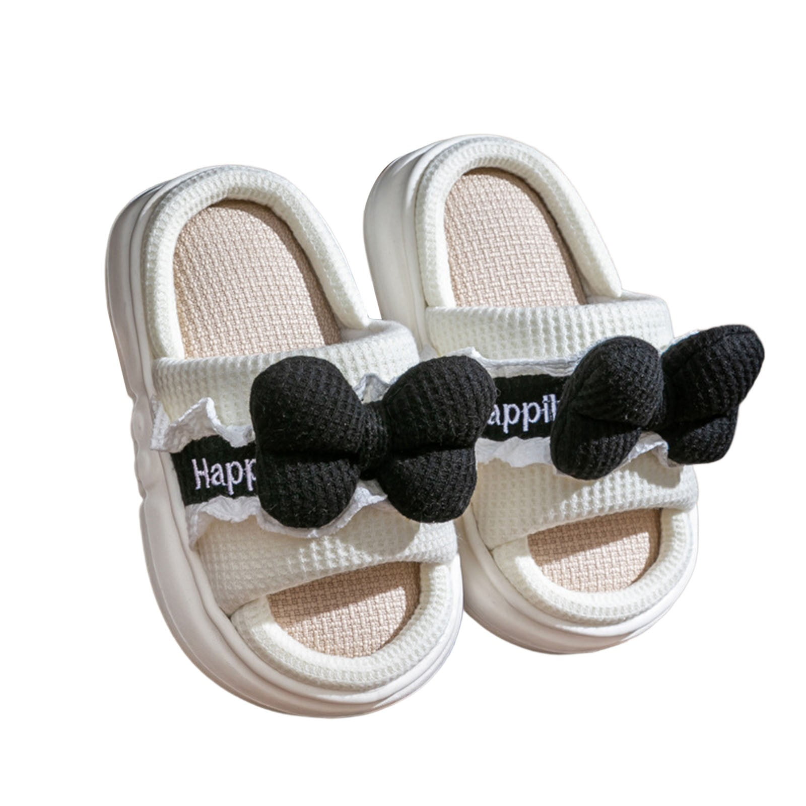 GJSYRH Girls Summer Slippers Open Toe Bow Shoes Memory Foam House ...