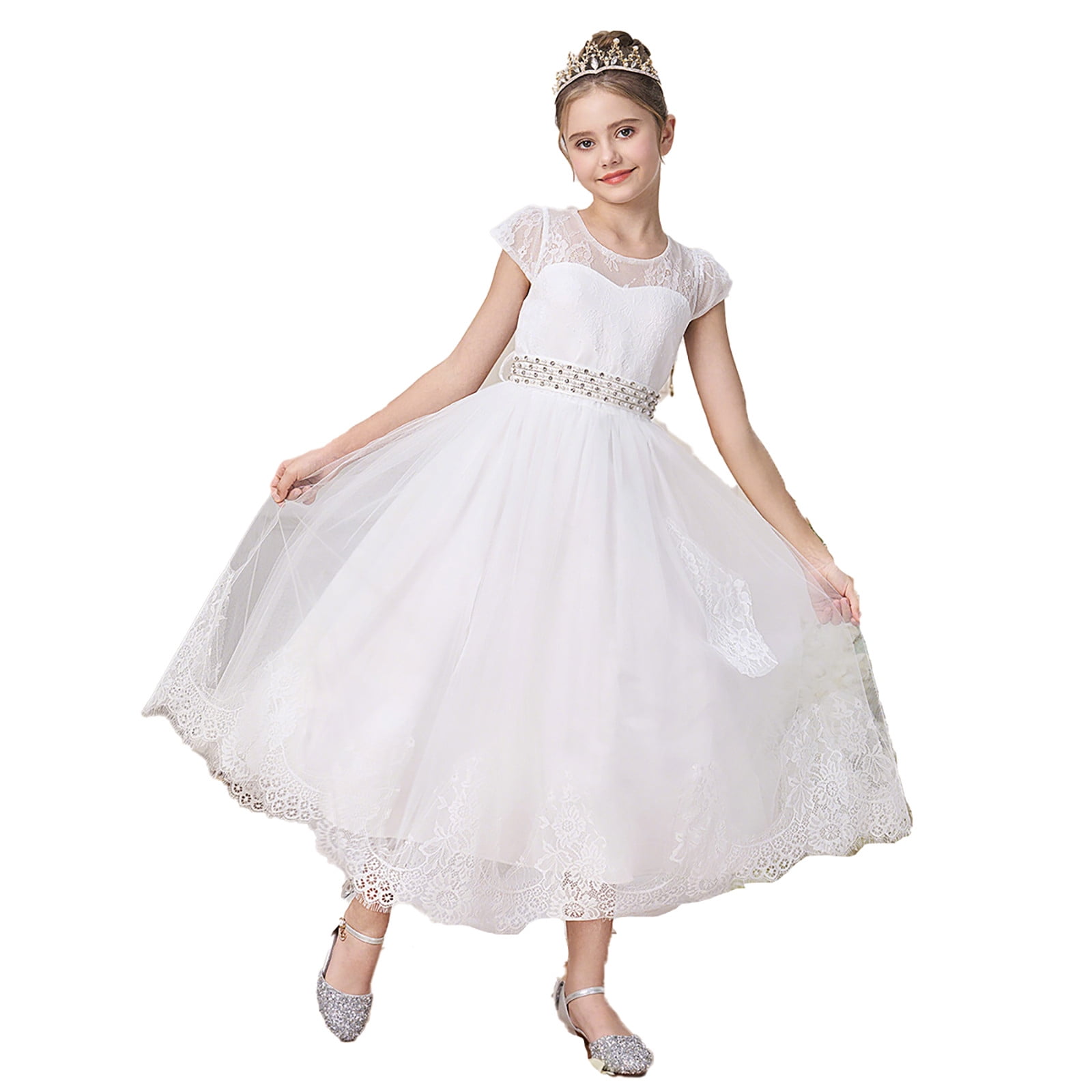 GJSYRH High Low Flower Girl Dress Tulle Laces Applique Pageant Dress ...