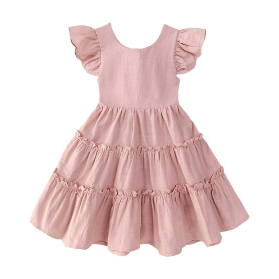 GJSYRH Toddler Girls Dress Ruffle Sleeveless Tiered Swing Twirly Dresses Cute Summer Beach ...