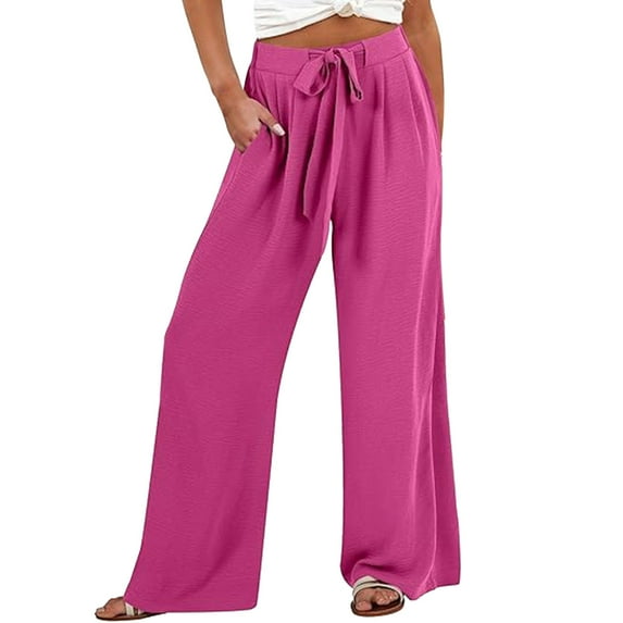 GJSYRH Women's Wide Leg Casual Pants Featuring Adjustable Drawstring ...