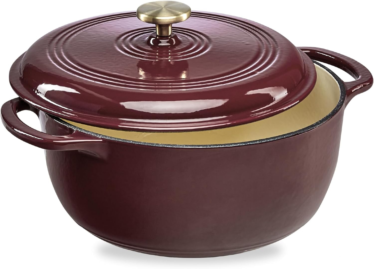 GJWL 7.5 Quart Enamel Cast-Iron Round Dutch Oven, Family Style Heavy ...