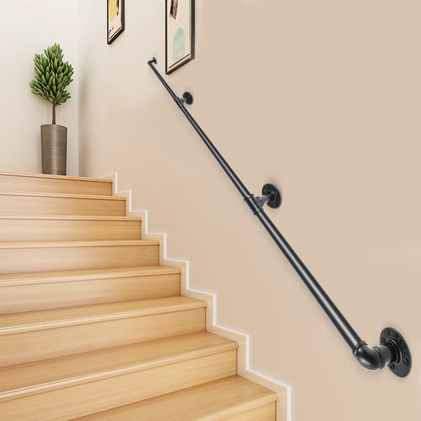 GJWL Pipe Stair Handrail Staircase Handrail Carbon Steel Wall Mounted ...