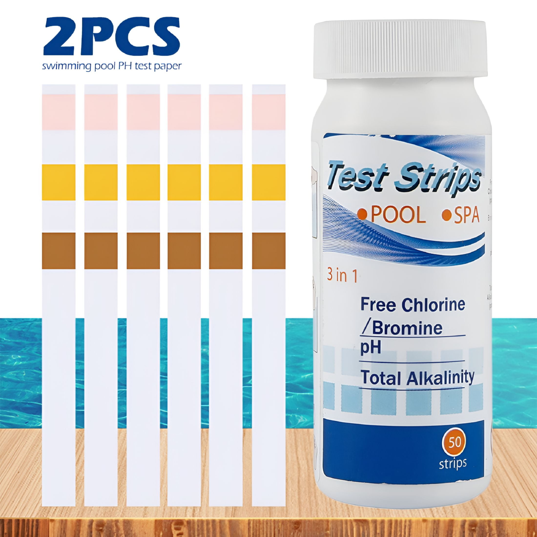 GJX 100 Pcs 3 In 1 Pool Test Strips,Spa Hot Tub Swimming Pool Test ...
