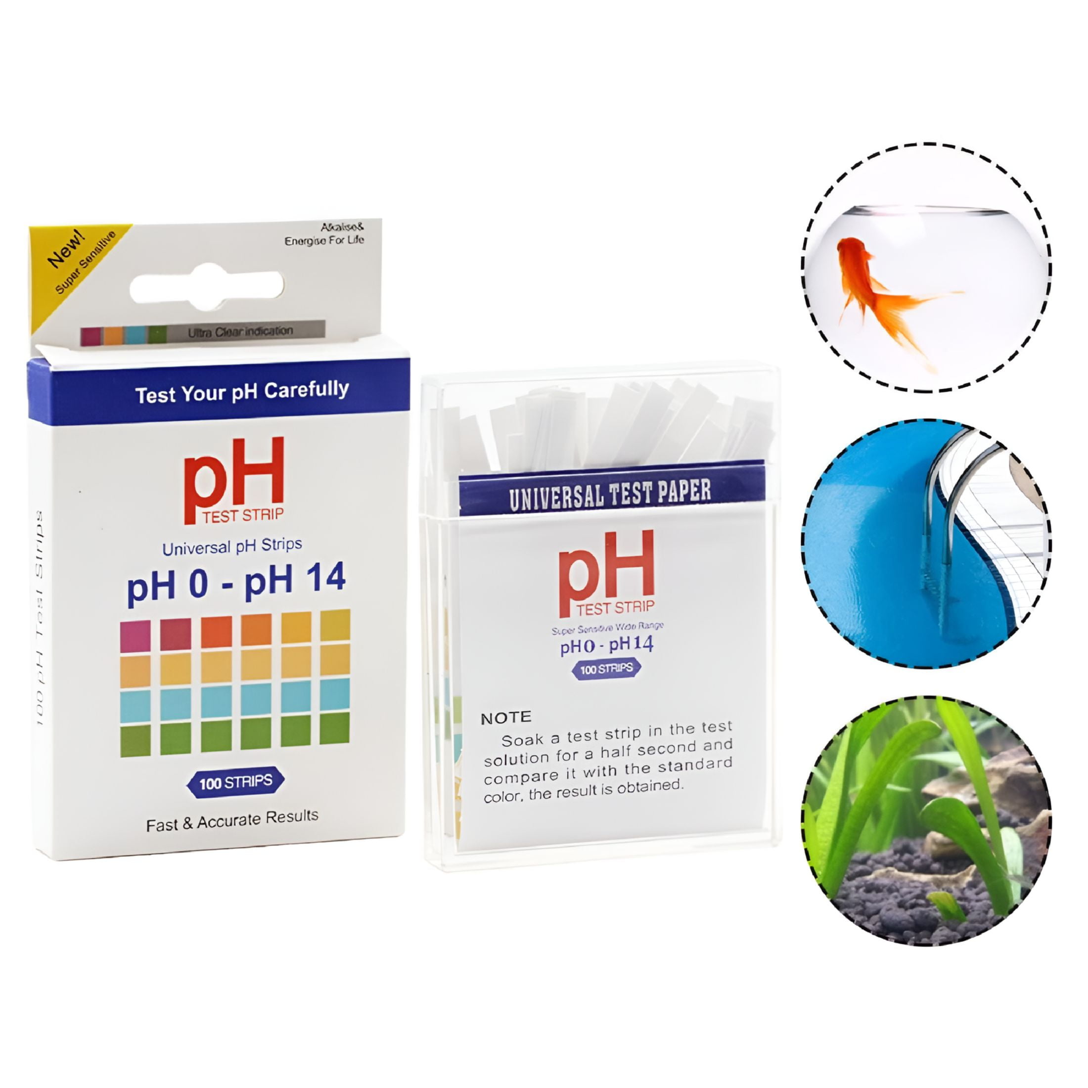 GJX 100 Pcs pH Test Strips for Saliva Soap Urine Food Water Soil ...