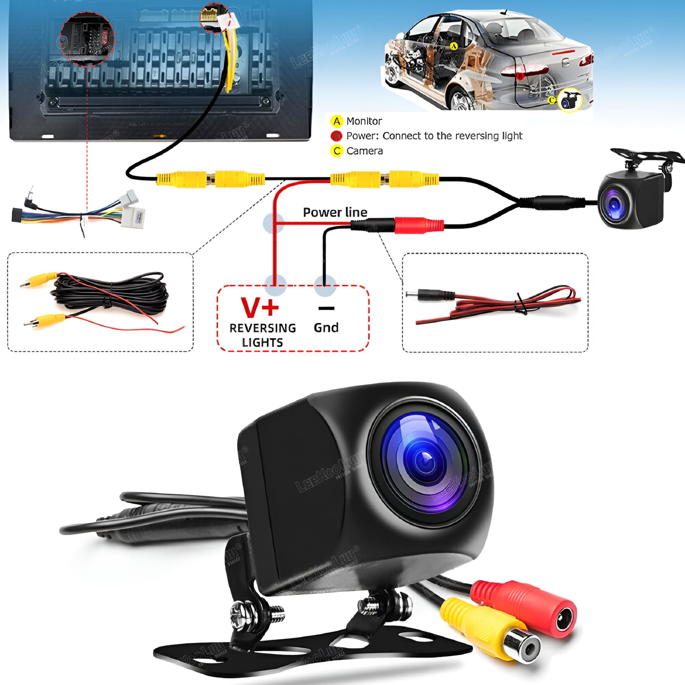 GJX 1080P AHD Car Backup Camera Waterproof Night Vision Car Rear View ...