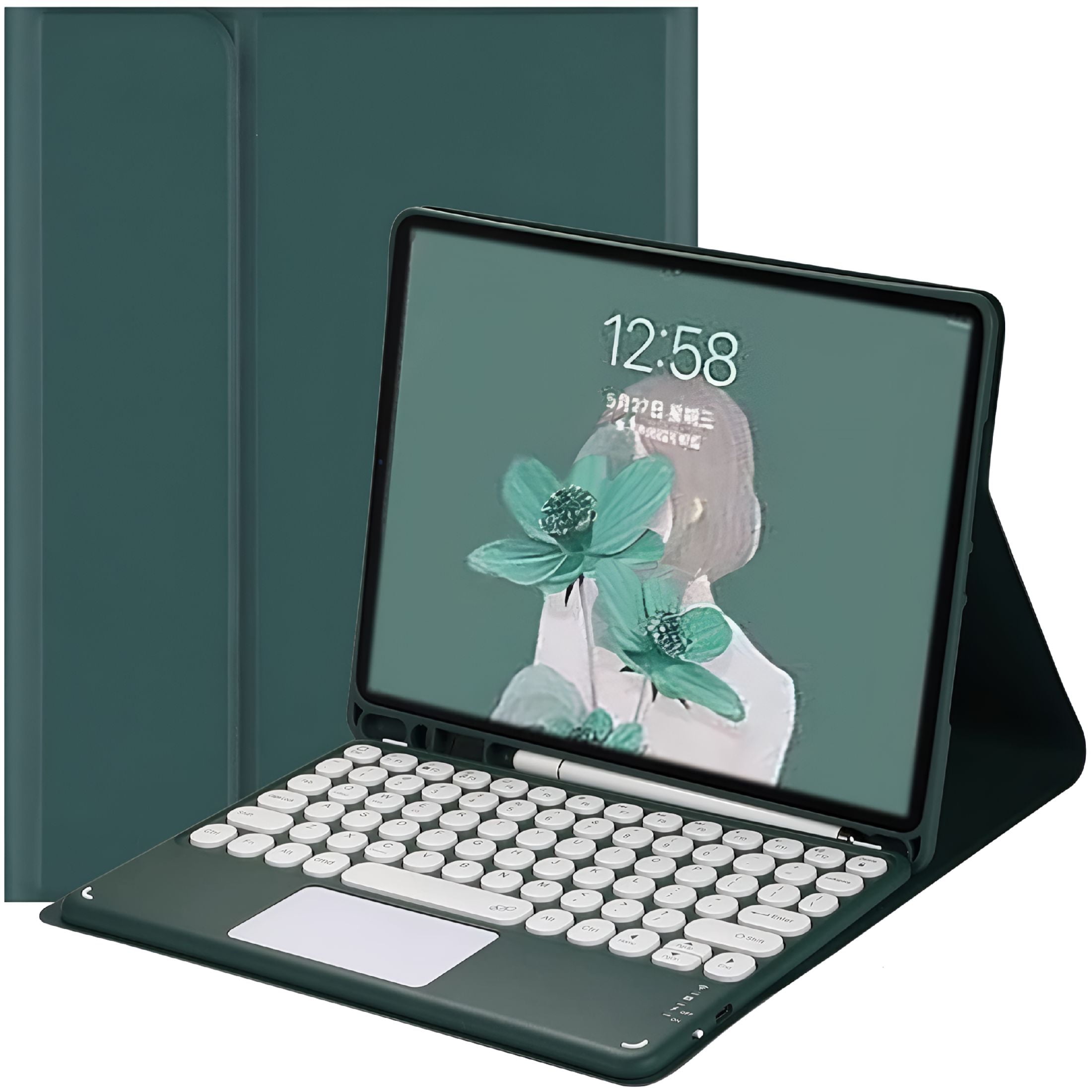 GJX 10th Generation 2022 Keyboard Case with Touchpad Cute Round Key ...