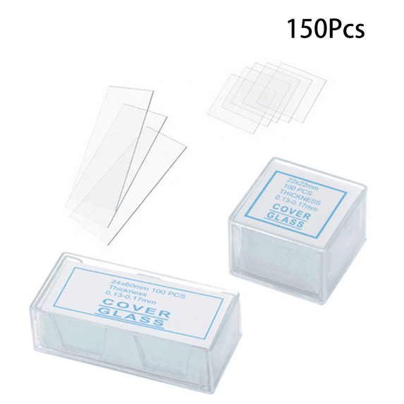 GJX 150Pcs Microscope Slides,High Transparency Square Cover Glass,Designed for Optical ...