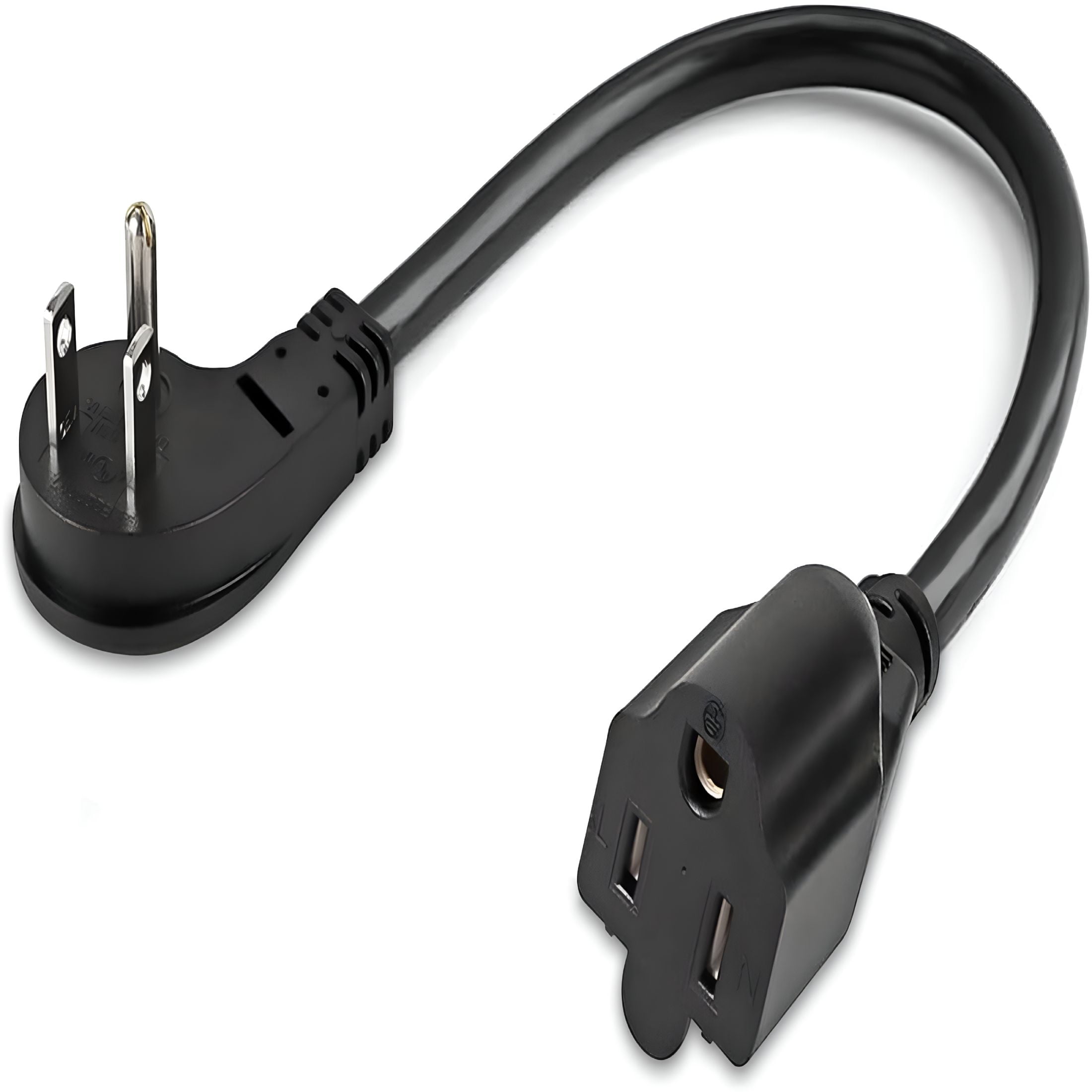 GJX 1875W Short Extension Cord, 15A 16AWG Low Profile Flat Plug Heavy ...