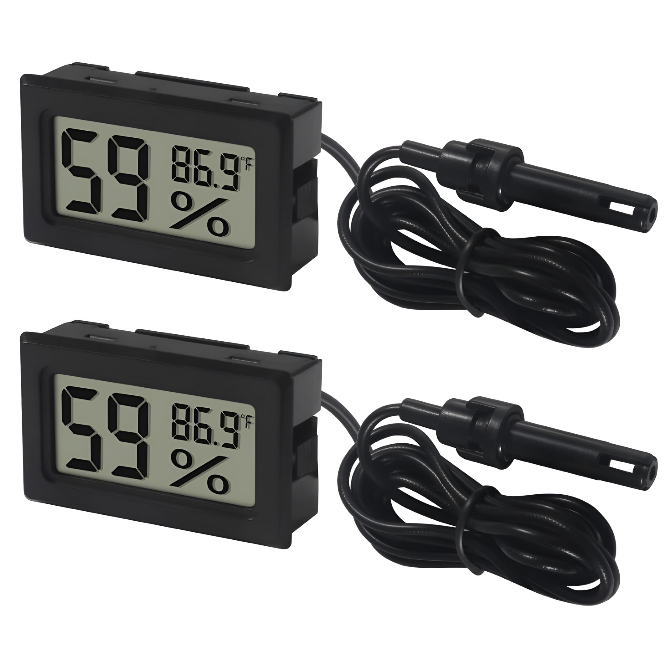 GJX 2 Pack Mini Digital Thermometer Hygrometer with Probe Indoor ...