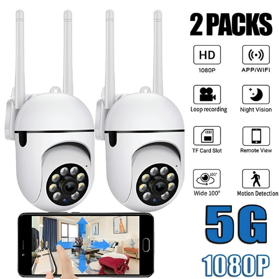 GJX 2 Pack Wireless 5G WiFi Security Camera System Smart Outdoor Night ...