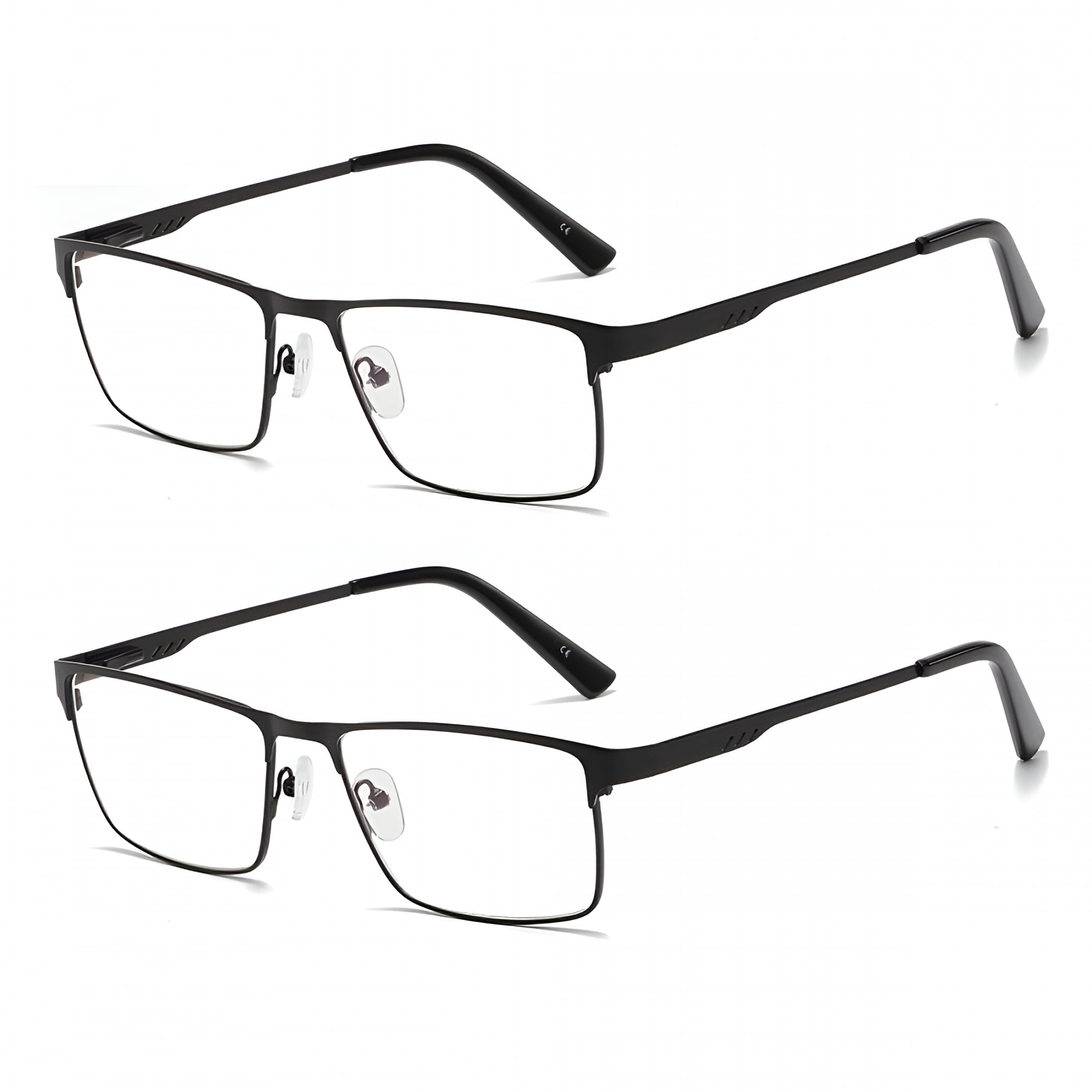 GJX 2026 New 2 Pairs of Mens Classic Rectangle Reading Glasses +5.0 ...