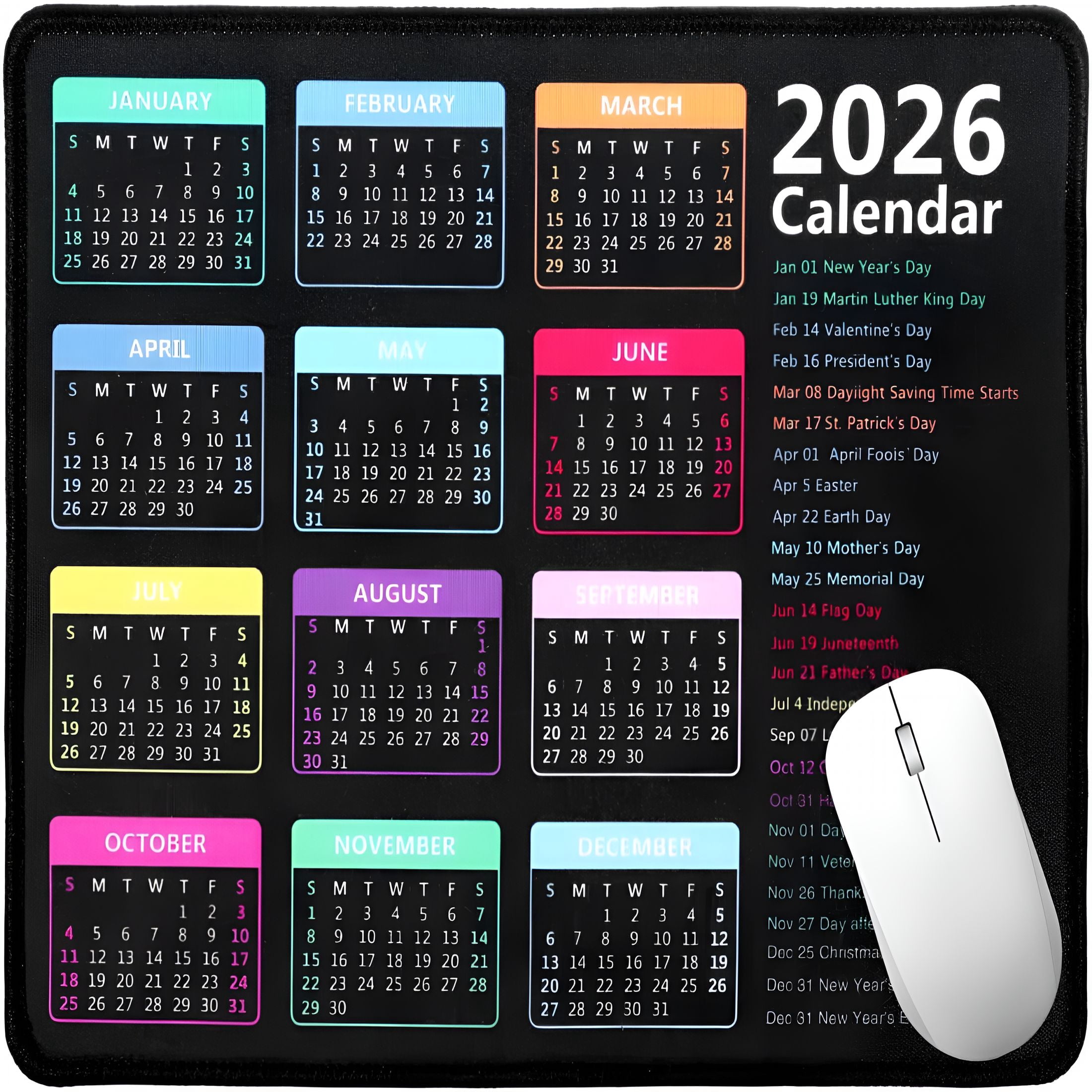 GJX 2026 New Calendar Mouse Pad Rectangle Artisan Mousepad with ...