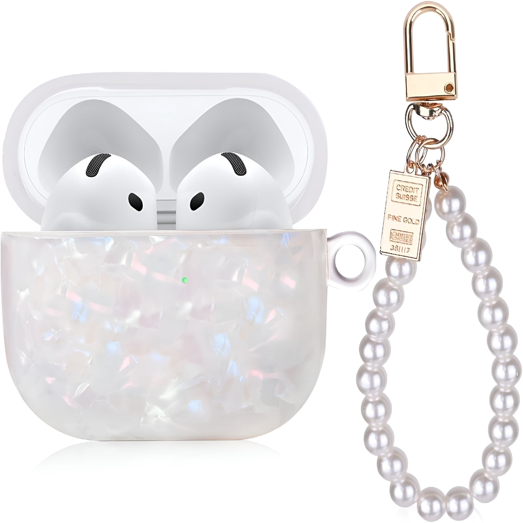 GJX 2026 New Case for Airpod 4 with Pearl Wrist Chain,Bling Marble ...