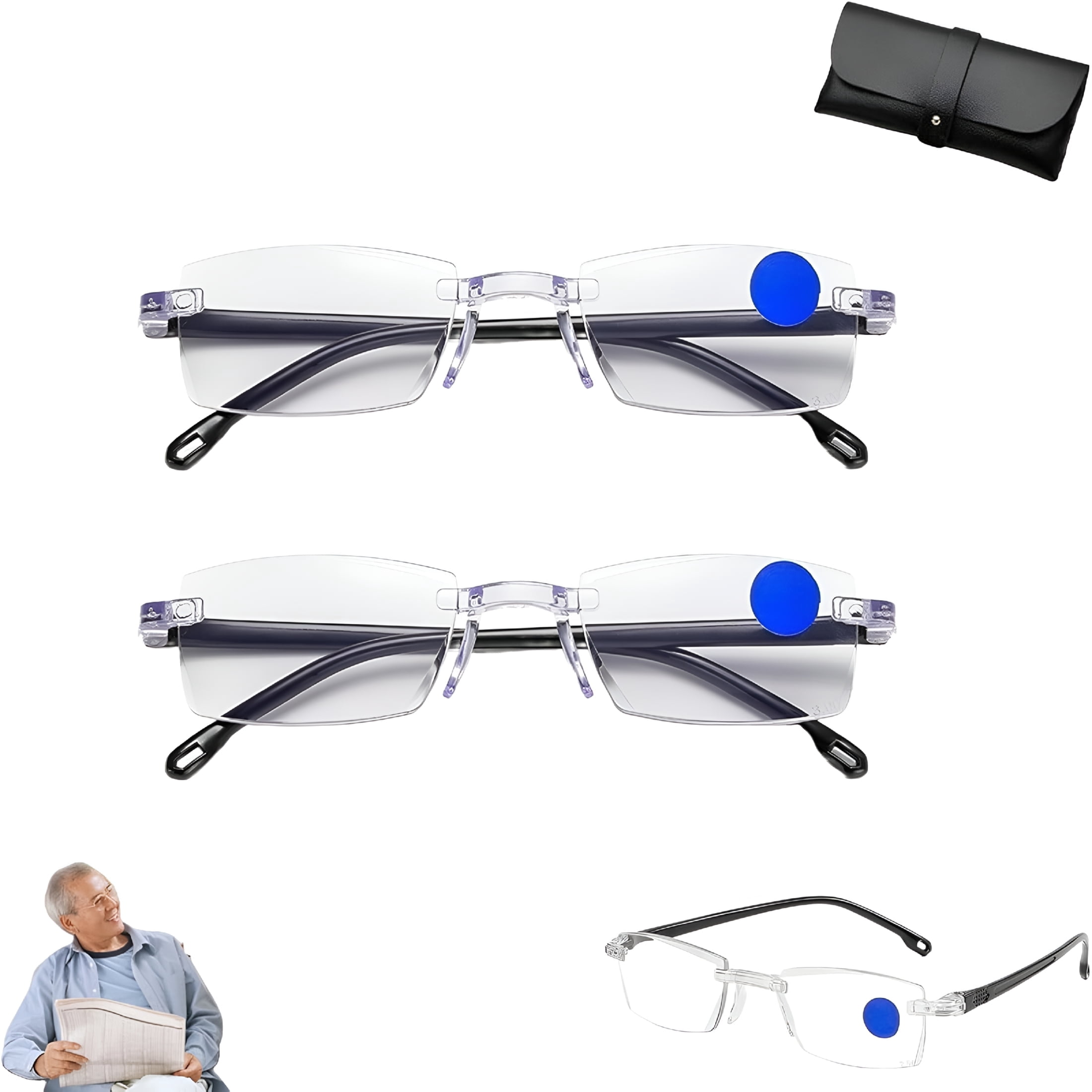 GJX 2026 New Self Adjusting Glasses with Auto Focus,Photochromic Blue ...