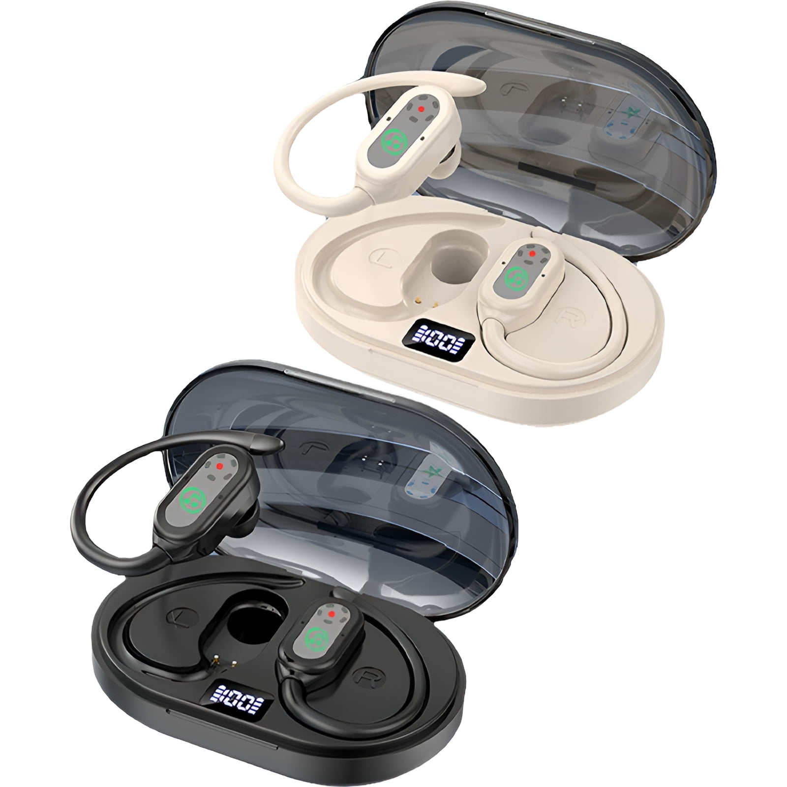 GJX 2Pcs Bone Conduction Headphones,Super Long Battery Life Open Ear ...