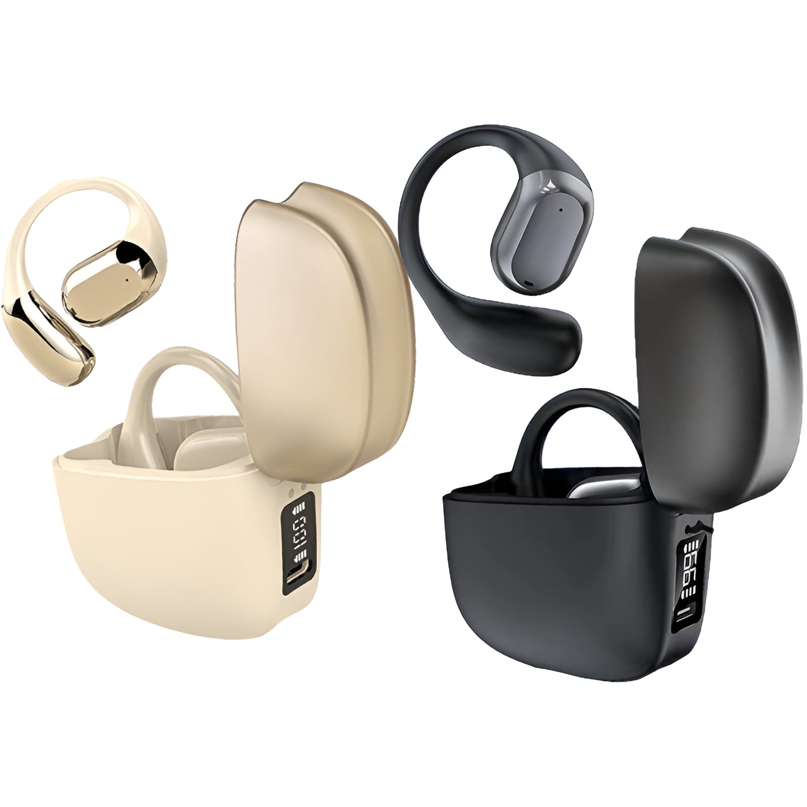 GJX 2Pcs Bone Conduction Headphones,Wireless Ear Hook Design Open Ear ...