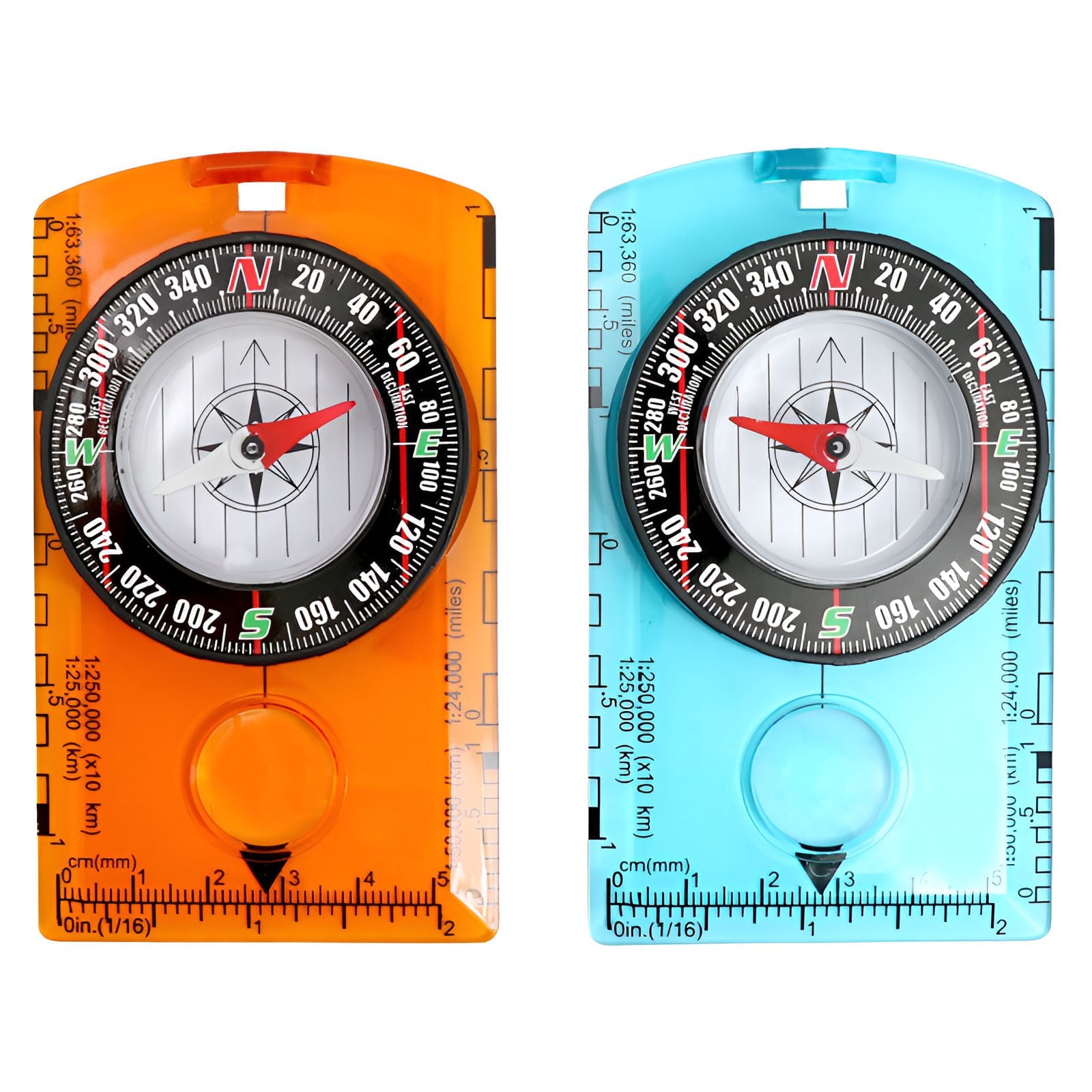 GJX 2Pcs Compass Hiking Survival,Can Focus Light to Start Fire Compass ...