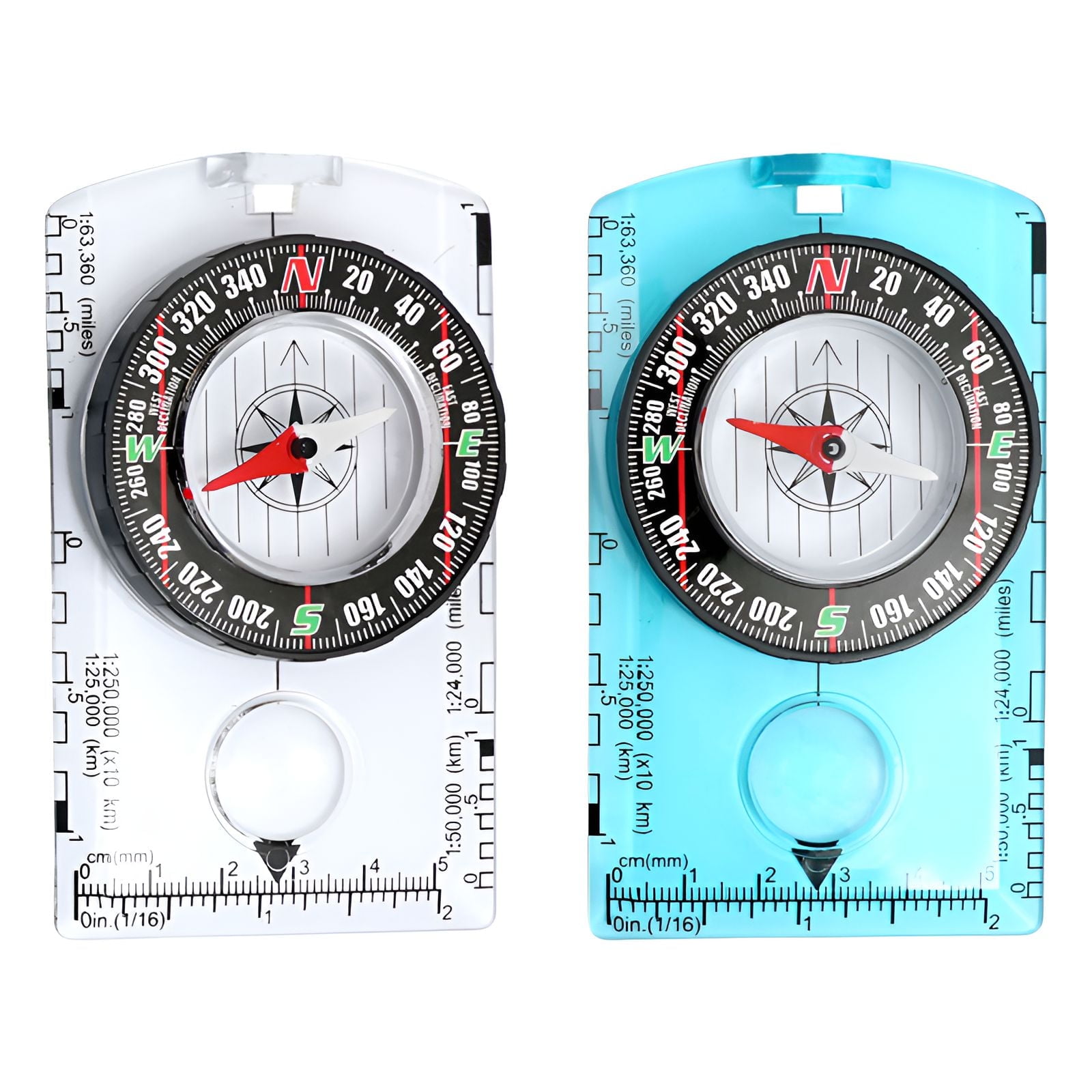 GJX 2Pcs Compass Hiking Survival,Clear Scale Compass,High Stability ...
