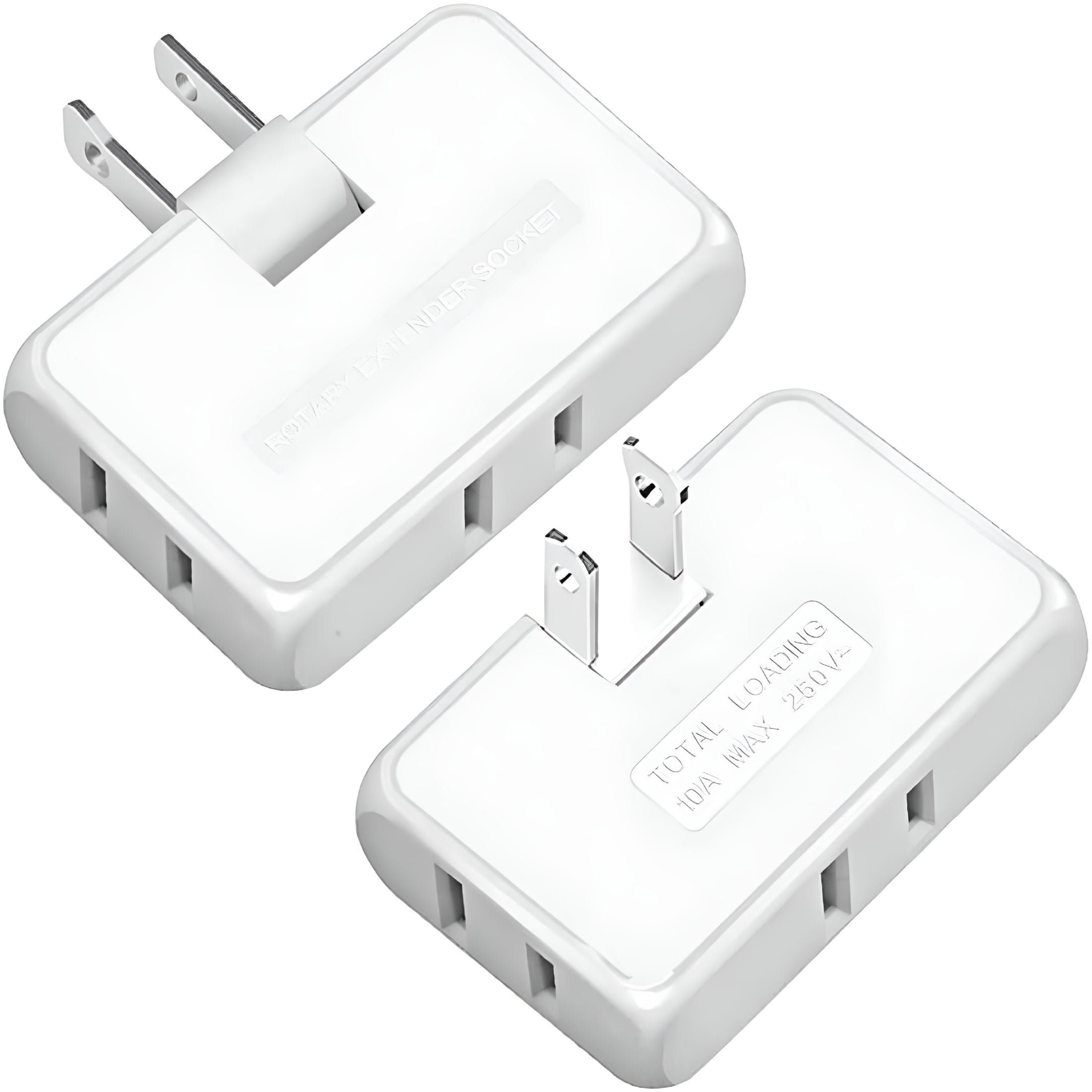 GJX 3 Way Flat Wall Outlet Extender, 2 Prong 180 Degree Portable Swivel ...