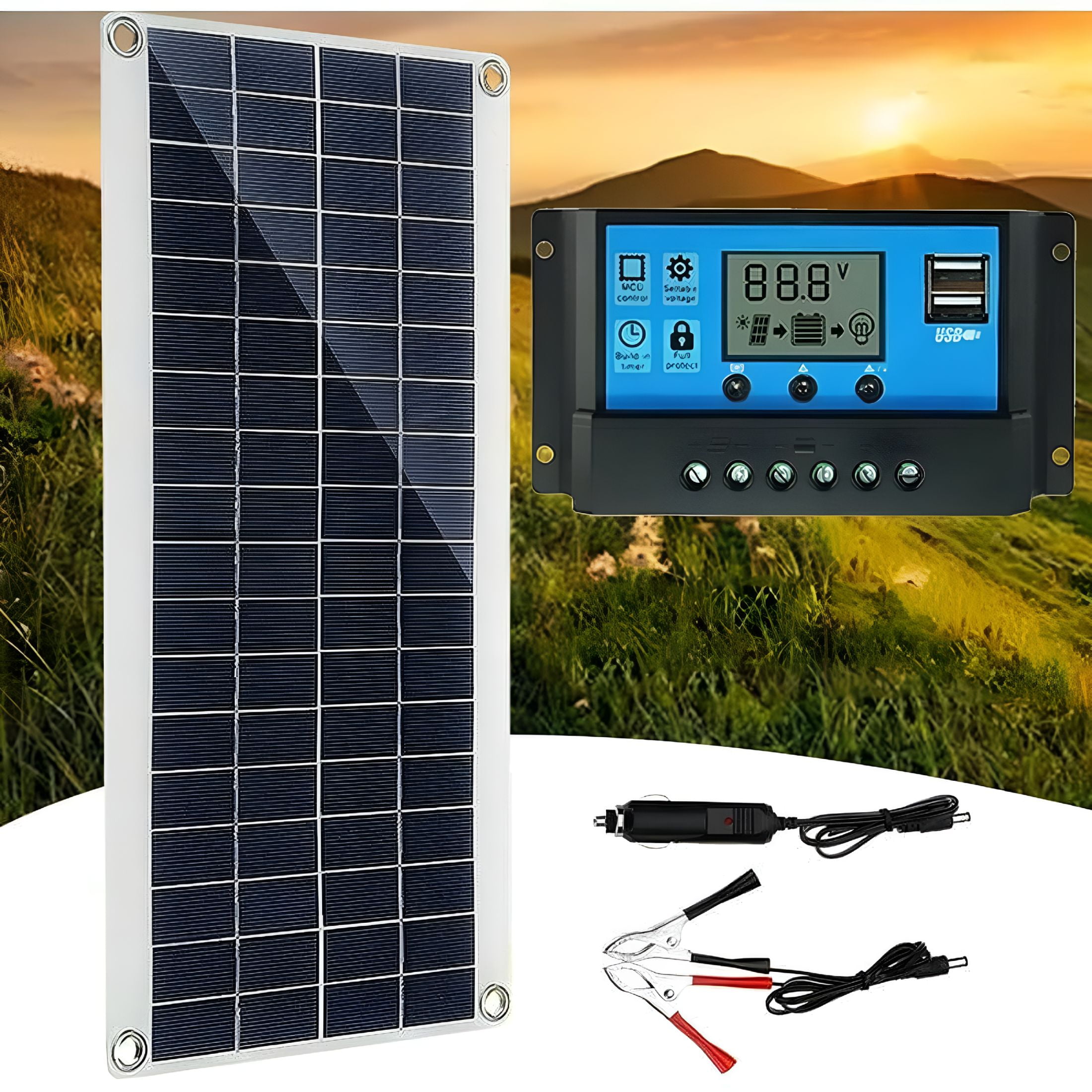 GJX 300W 12V Solar Panel, Solar Panel Kit, Battery Charger with 60A ...