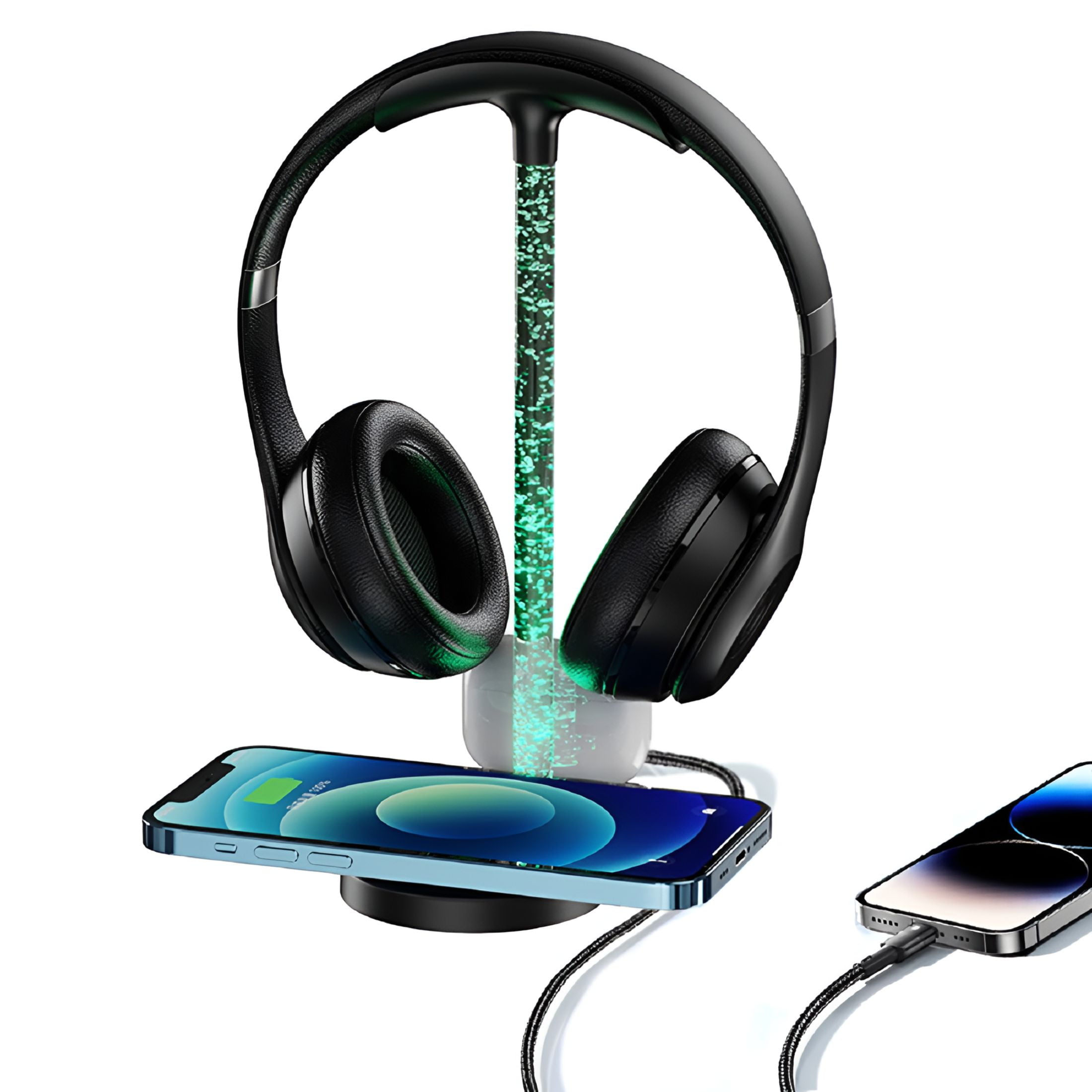 GJX 4-in-1 Wireless Charger with RGB Headphone Stand - Desktop Gaming ...