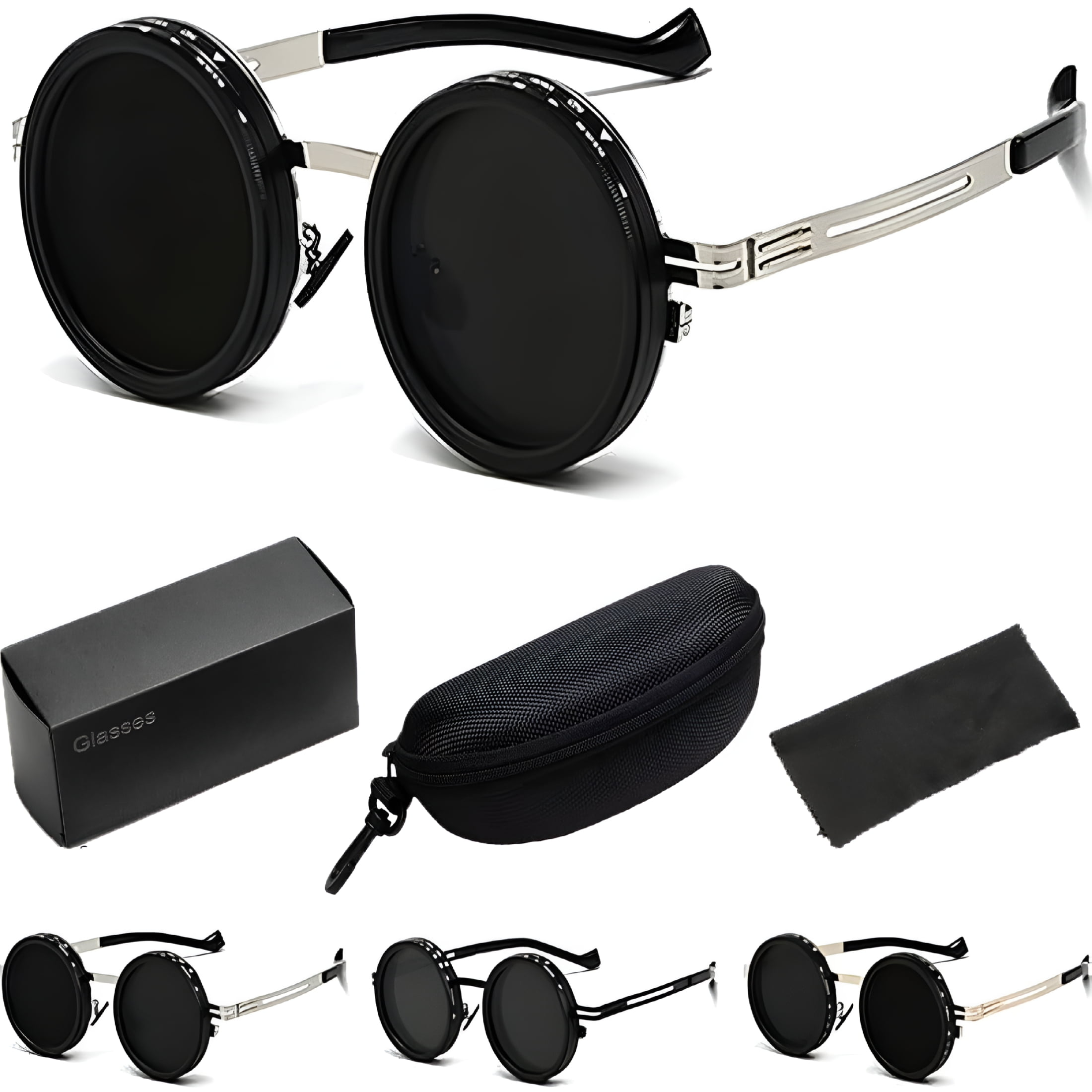 GJX 400V Lens Sunglasses, Round Polarized Dimming Glasses, Adjustable ...