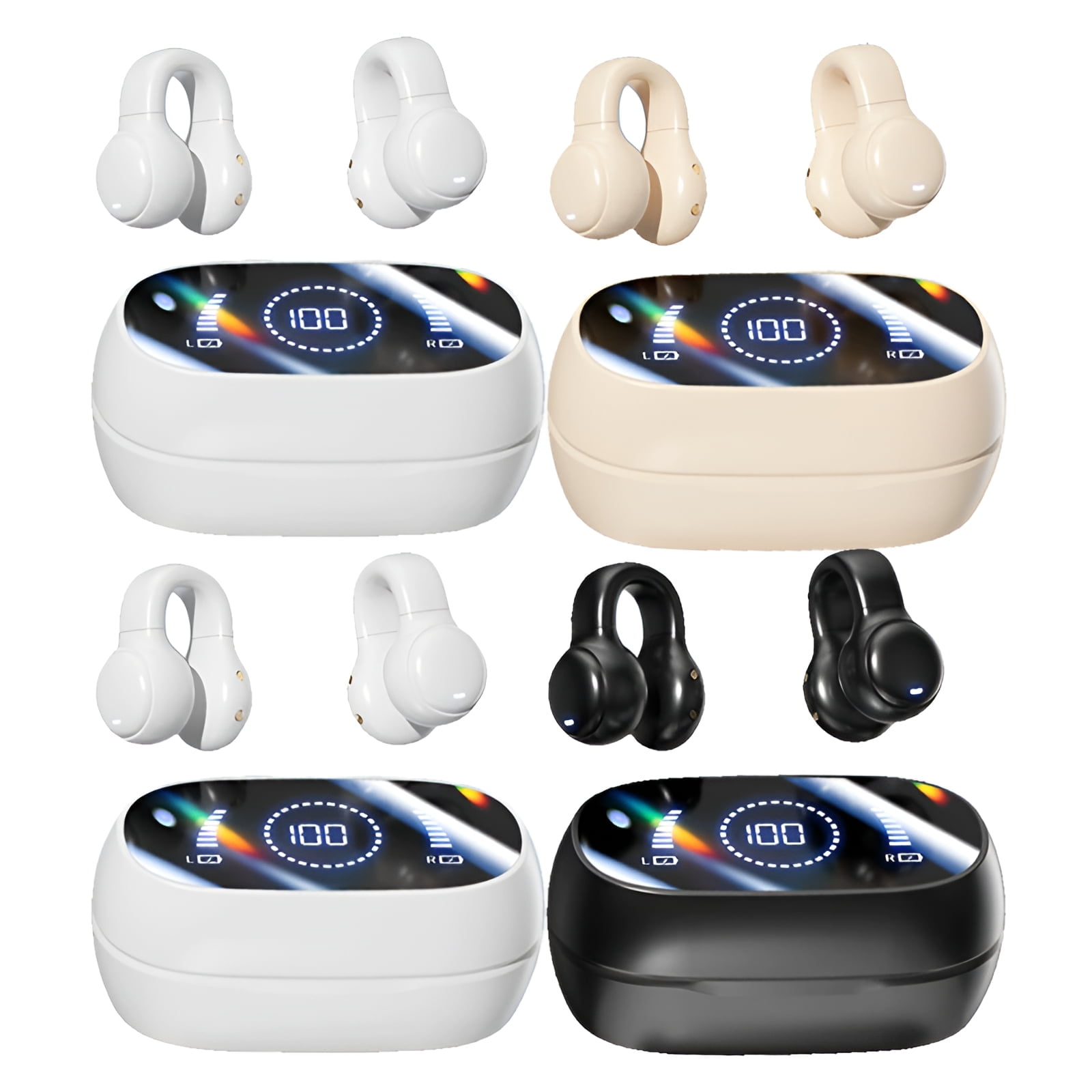 GJX 4Pcs Bone Conduction Headphones,Bone Conduction Technology Open Ear ...