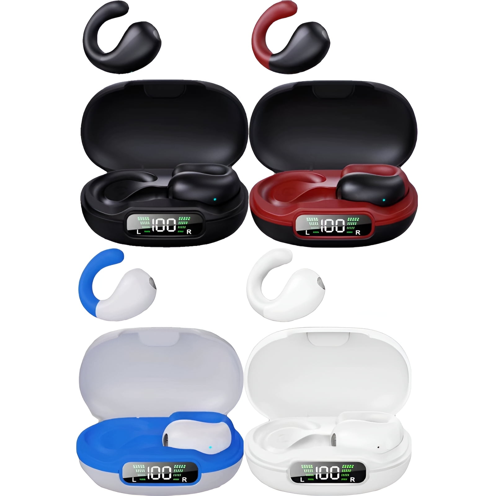 GJX 4Pcs Bone Conduction Headphones,Bone Conduction Technology Open Ear ...