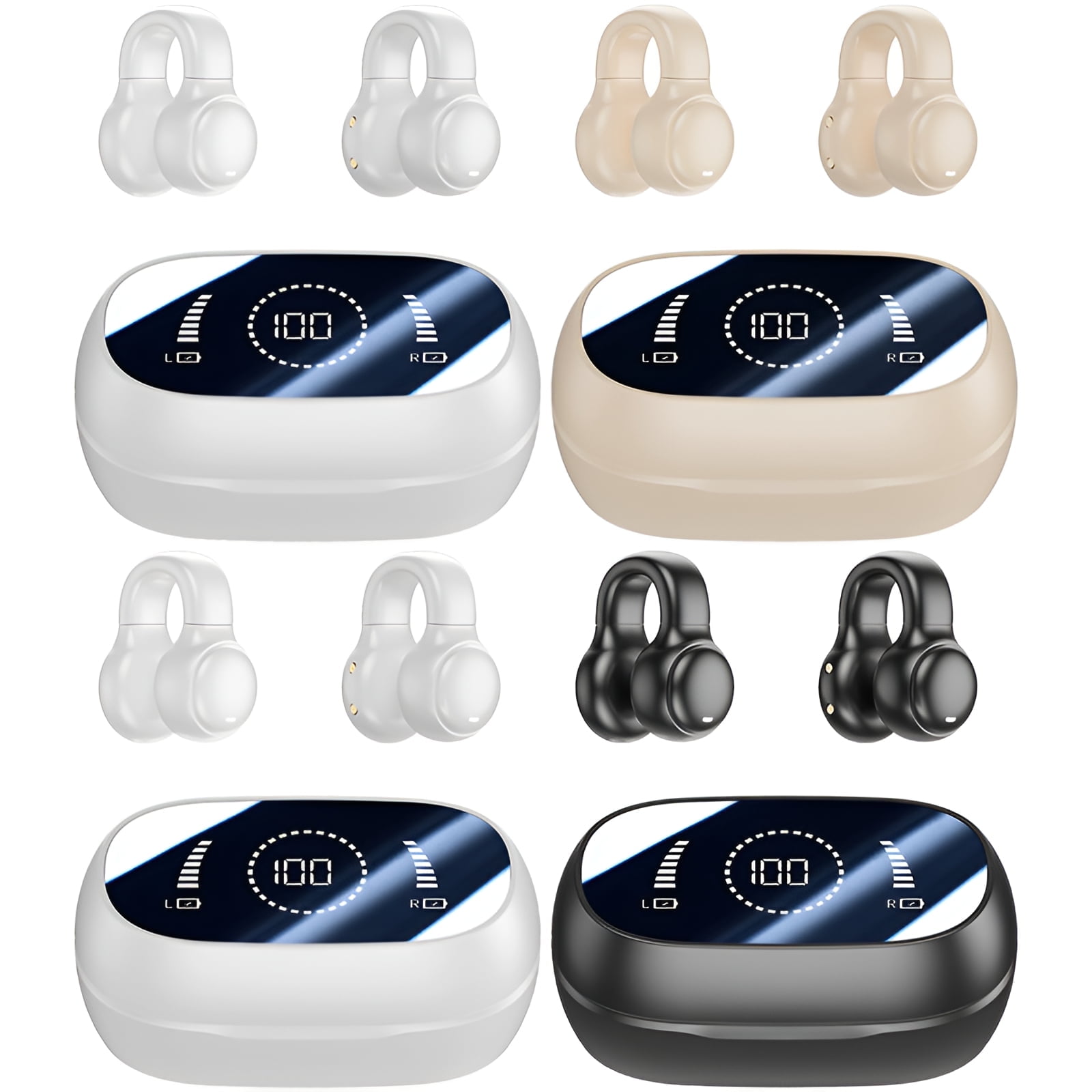 GJX 4Pcs Bone Conduction Headphones,Ear Clip Design Open Ear Headphones,Sports-Specific Design ...