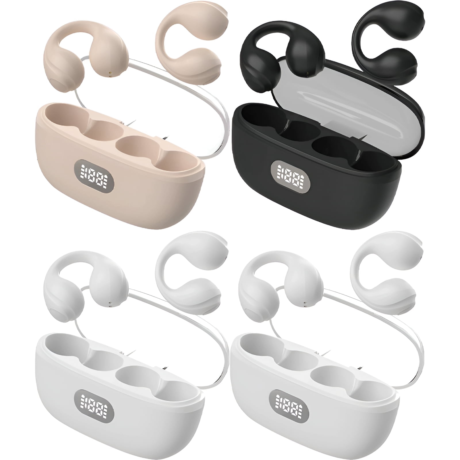 GJX 4Pcs Bone Conduction Headphones,Ear-Hook Design Open Ear Headphones ...